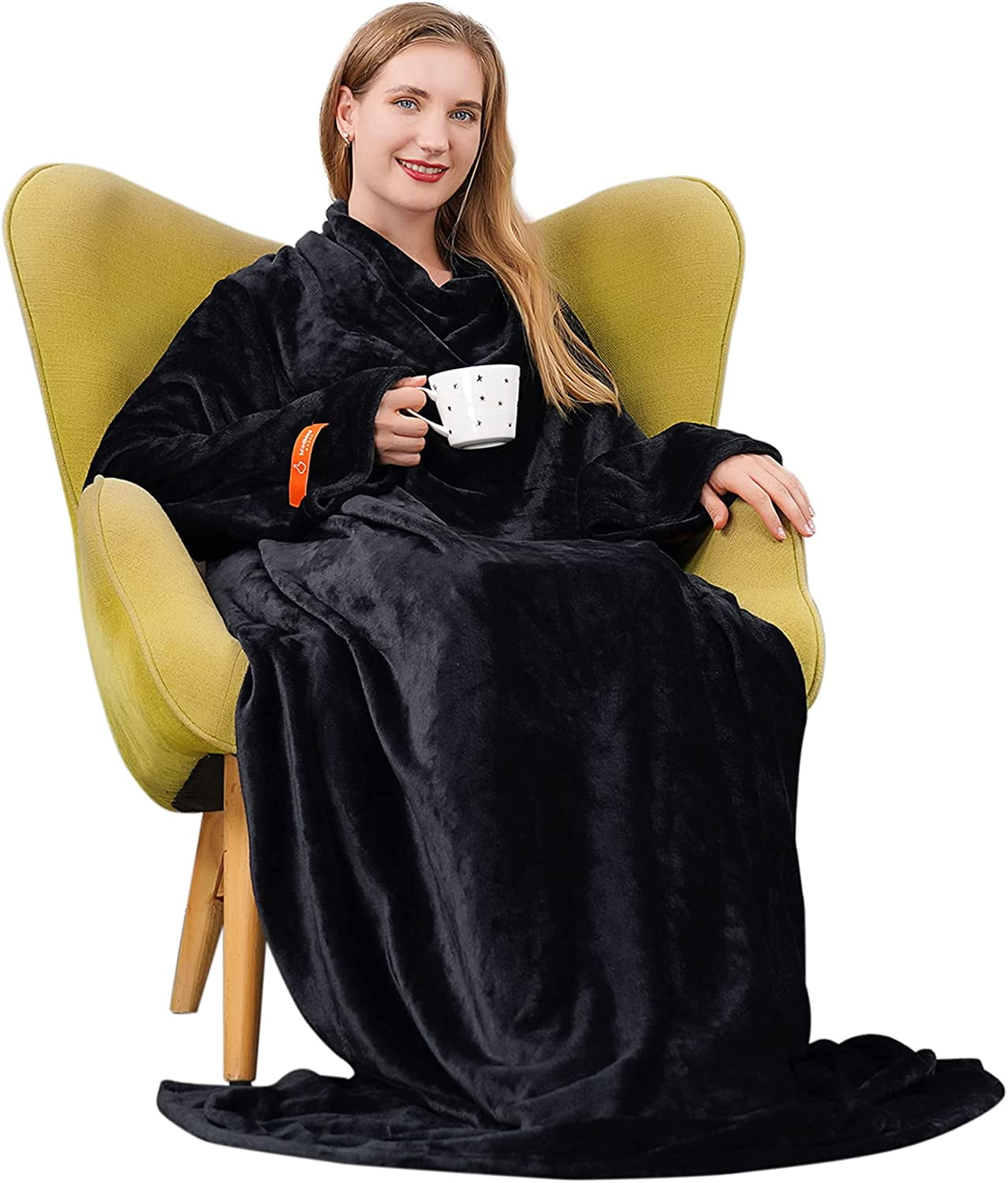 Winthome Flannel Wearable Blanket Large Soft Fleece TV Throw Wrap Robe ...