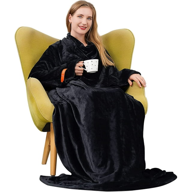 Winthome Flannel Wearable Blanket Large Soft Fleece TV Throw Wrap Robe ...