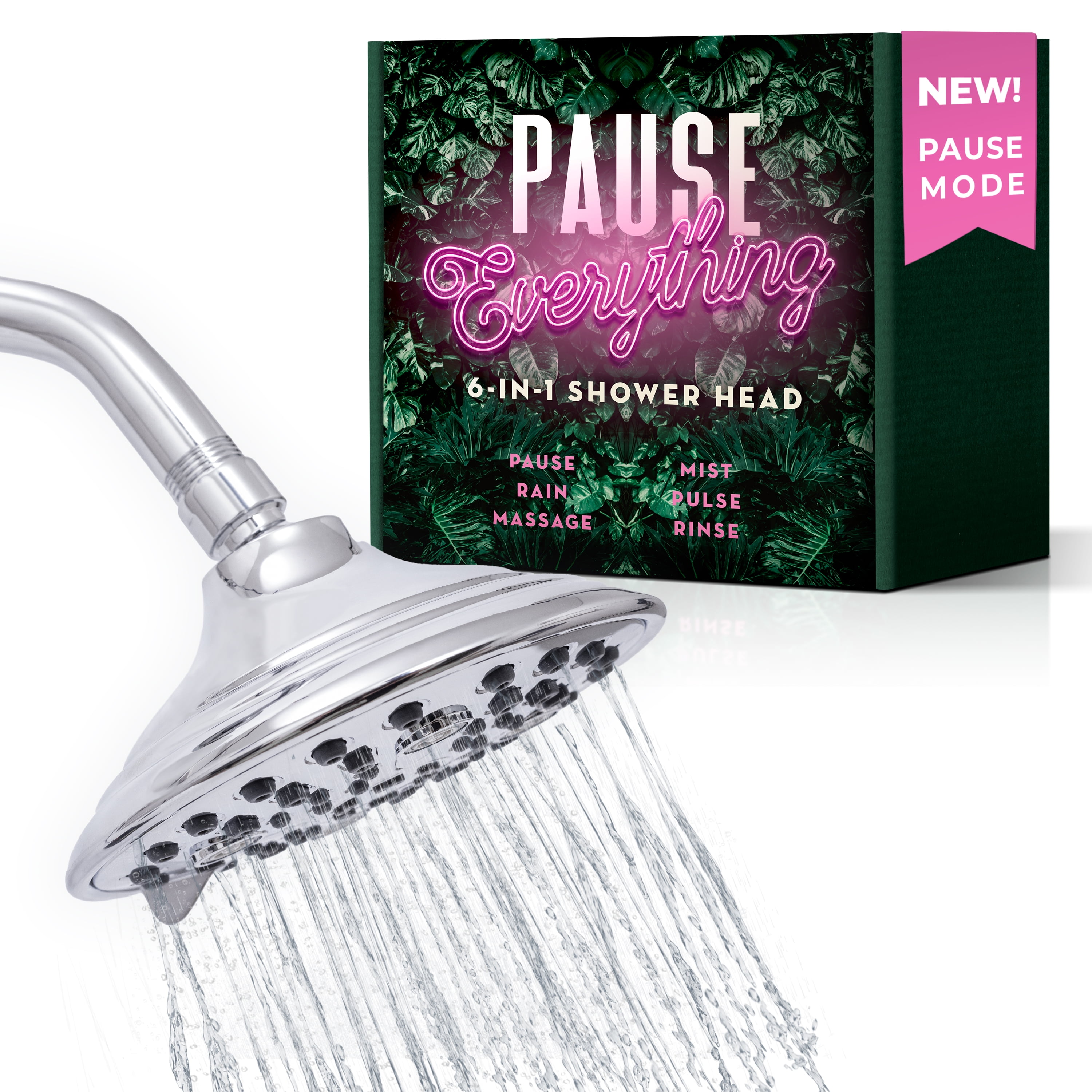 Winthorpe Conservation Pause Everything Shower Head with 6 Settings ...