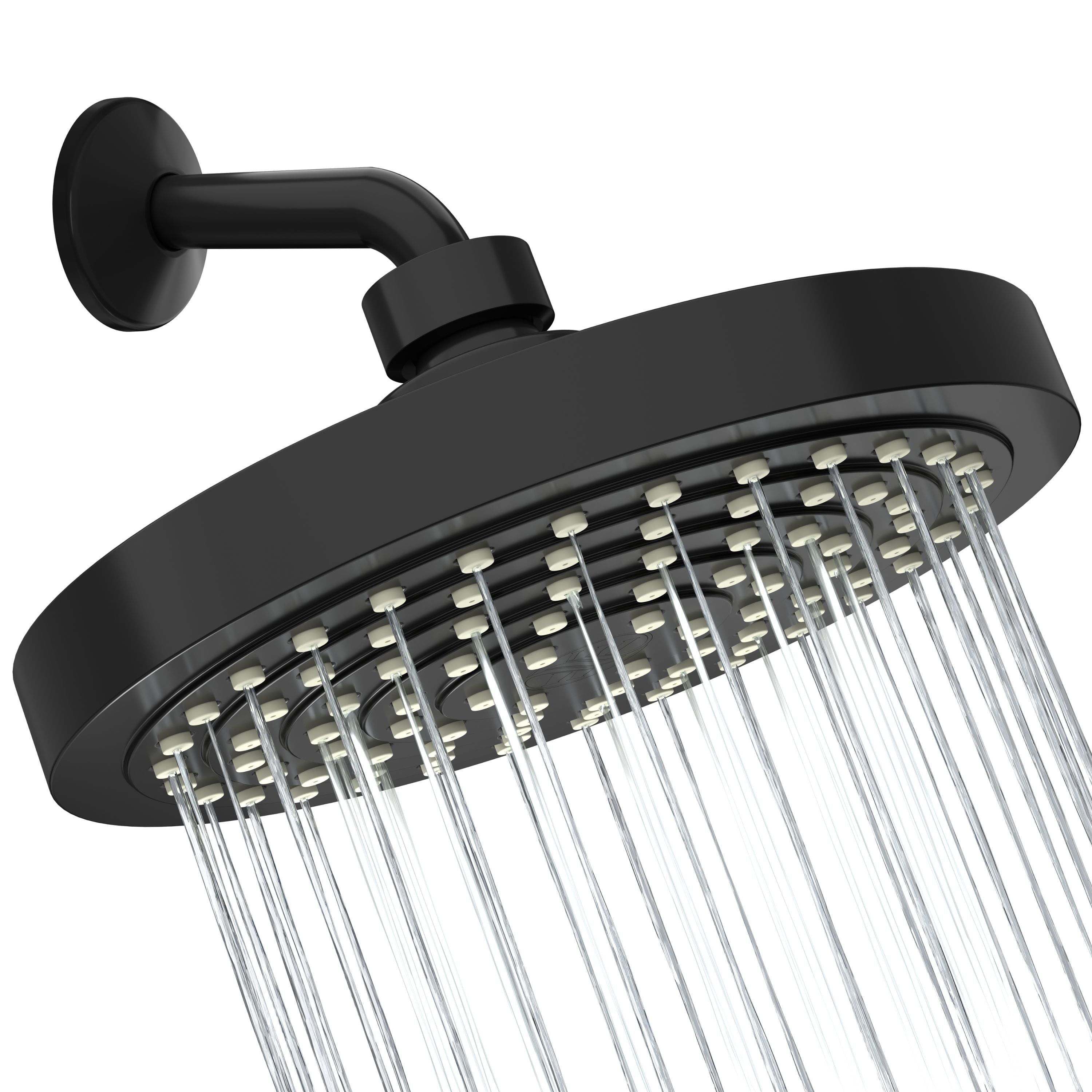 Winthorpe Conservation Rain Shower Head, High Pressure, Matte Black, Round, Fixed, 360 Degree ...