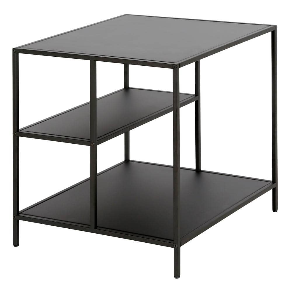 Winthrop 20 in. Blackened Bronze Square Metal Side Table with Metal ...