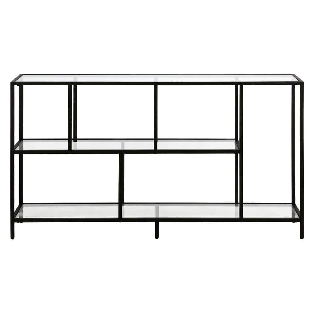 Winthrop 52 in. Blackened Bronze Rectangular Glass Shelves Console ...