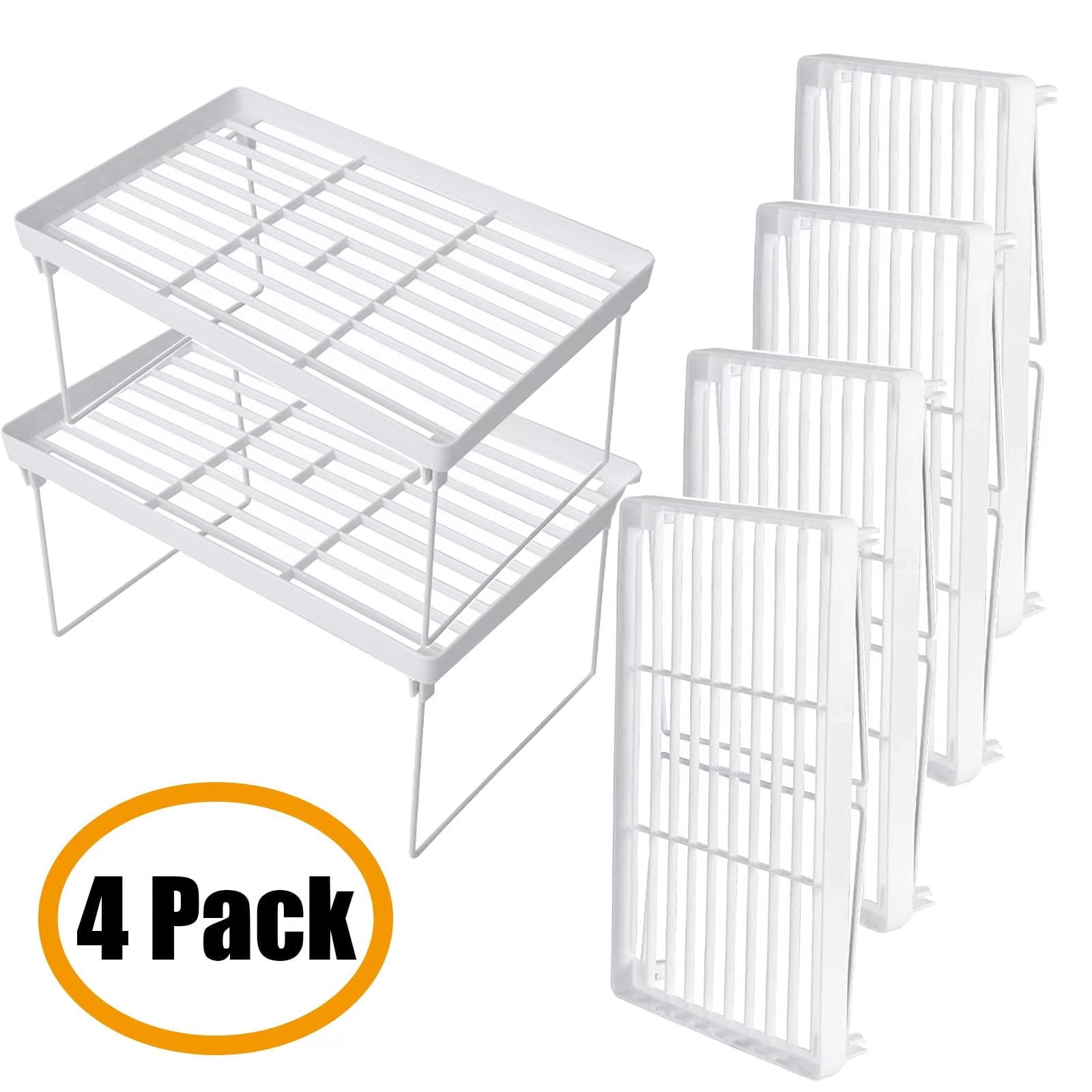 "Wintrade 4-Pack Stackable Plastic Kitchen Shelf, Foldable Storage ...