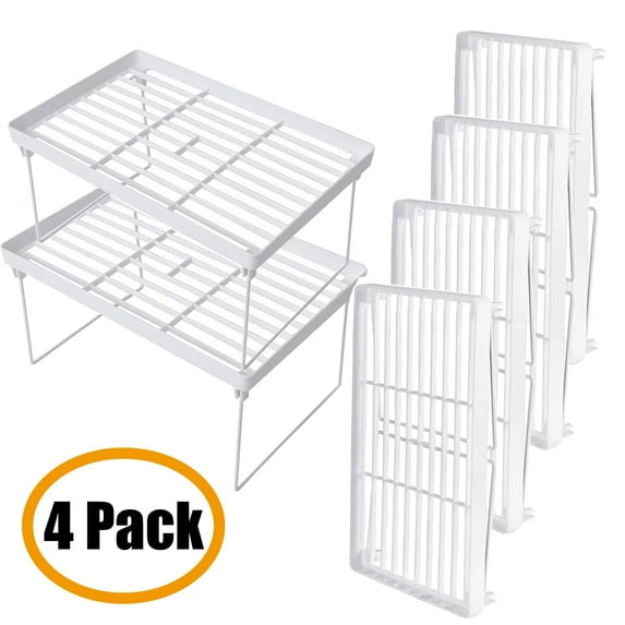 "Wintrade 4-Pack Stackable Plastic Kitchen Shelf, Foldable Storage ...