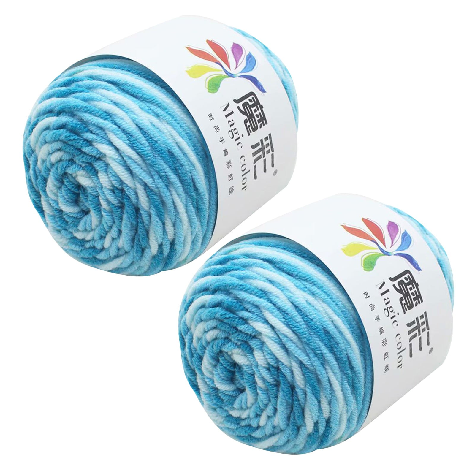 Winty Crochet Yarn,Medium Weight Yarn,2Pc Crochet Kit Yarn 5 of Rainbow ...