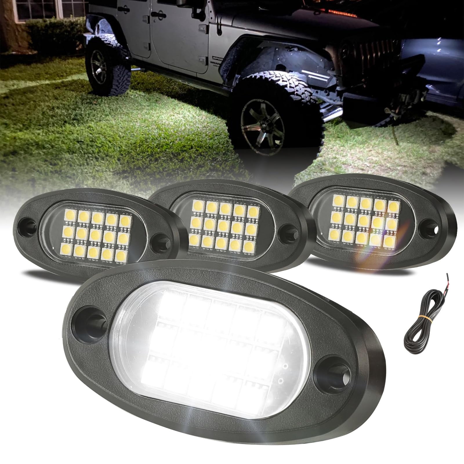 Winunite 4 SUV ATV UTV Boats C51 Pods White Rock Lights 6000K Pure ...