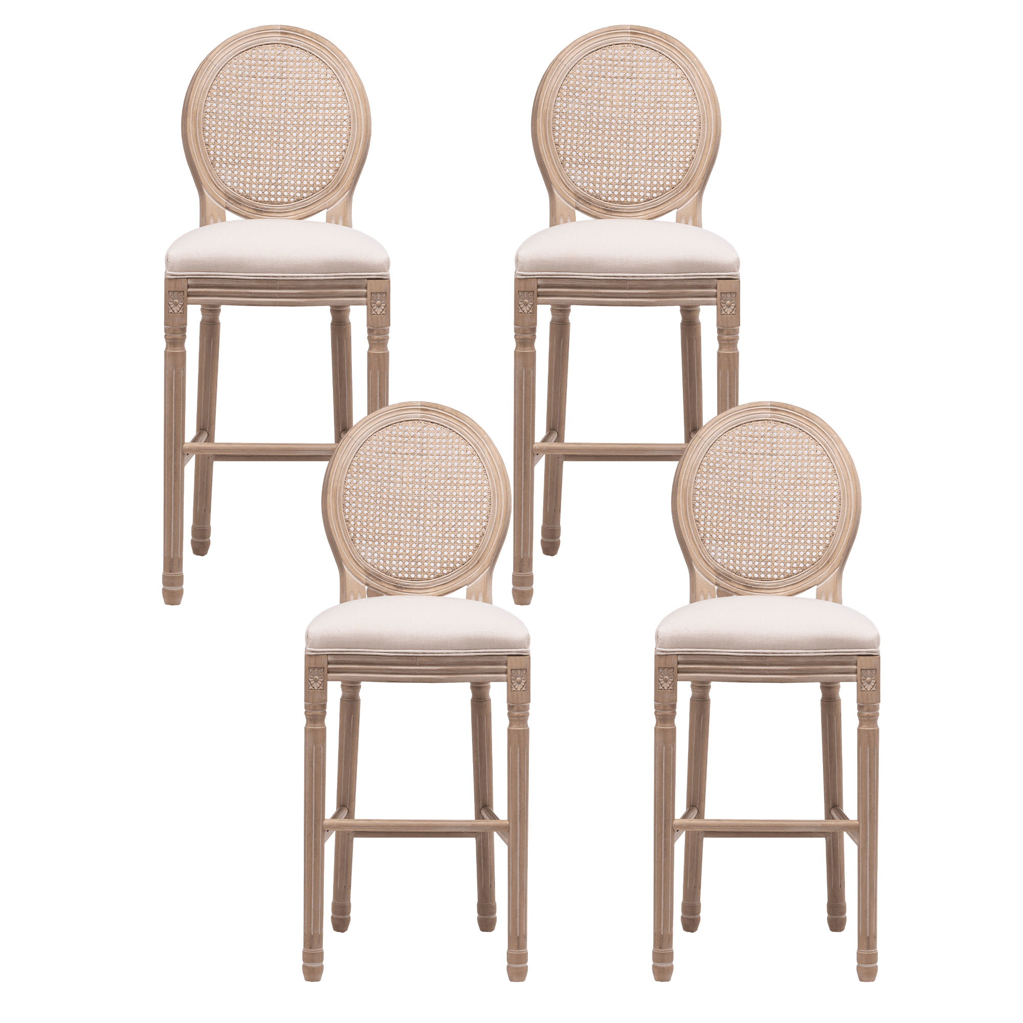 Winwee Armless Upholstered Round Back Bar Stools, Beige (Set of 4 ...