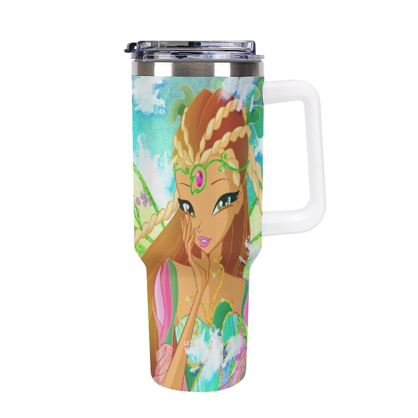 Winx Club 40 Oz Tumbler With Handle And Straw, Stainless Steel Vacuum ...