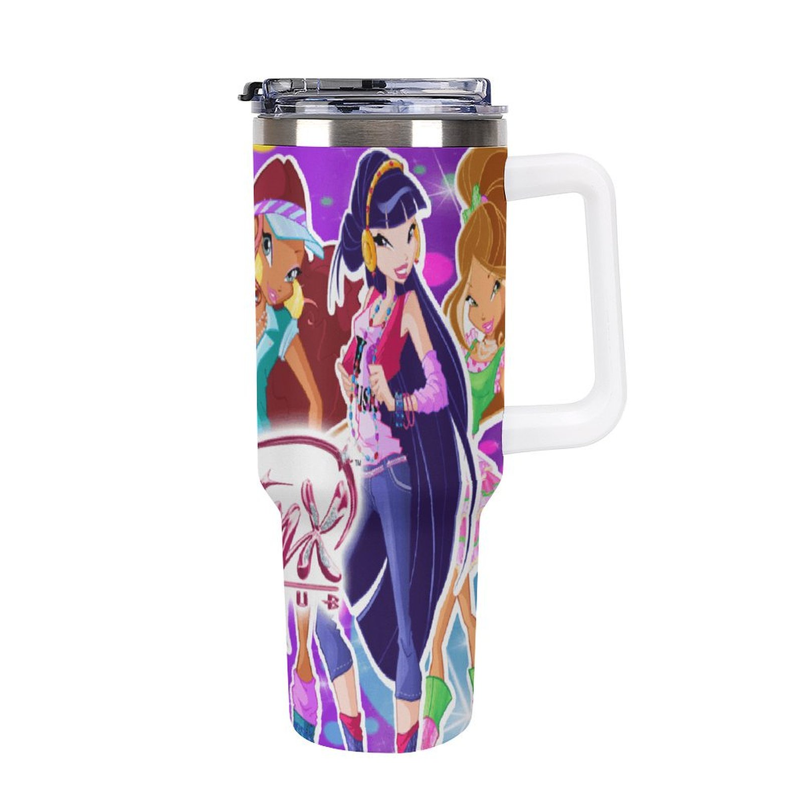 Winx Club 40 Oz Tumbler With Handle And Straw, Stainless Steel Vacuum ...