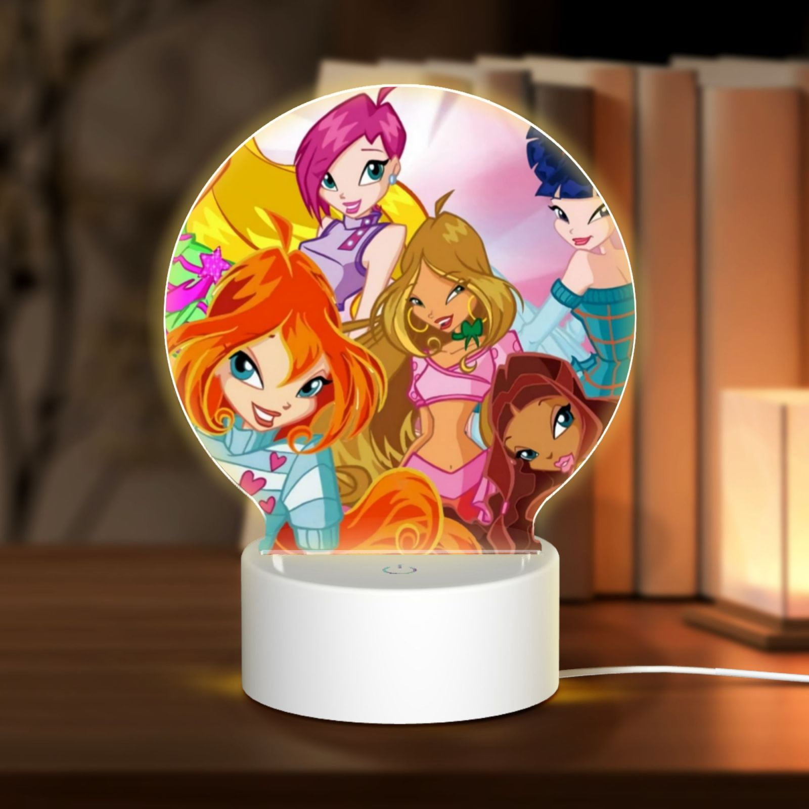 Winx Club Anime Round Acrylic Night Light Is Suitable For Rooms ...