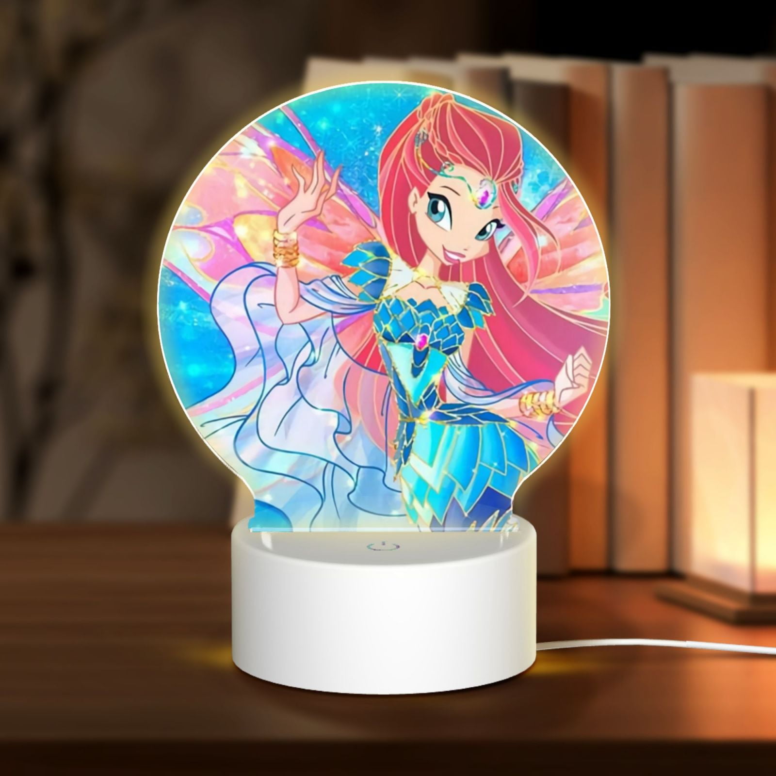 Winx Club Anime Round Acrylic Night Light Is Suitable For Rooms ...