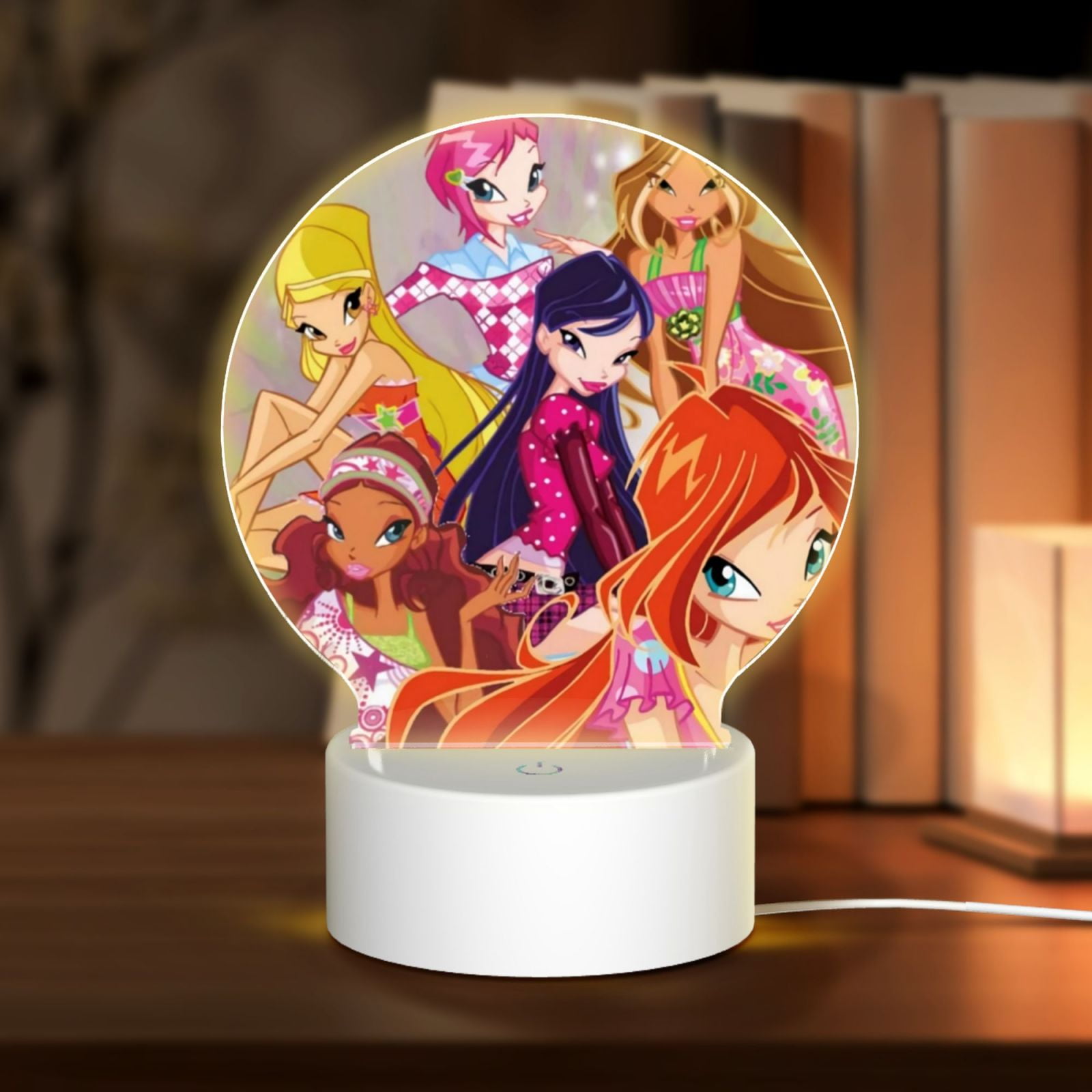 Winx Club Anime Round Acrylic Night Light Is Suitable For Rooms ...