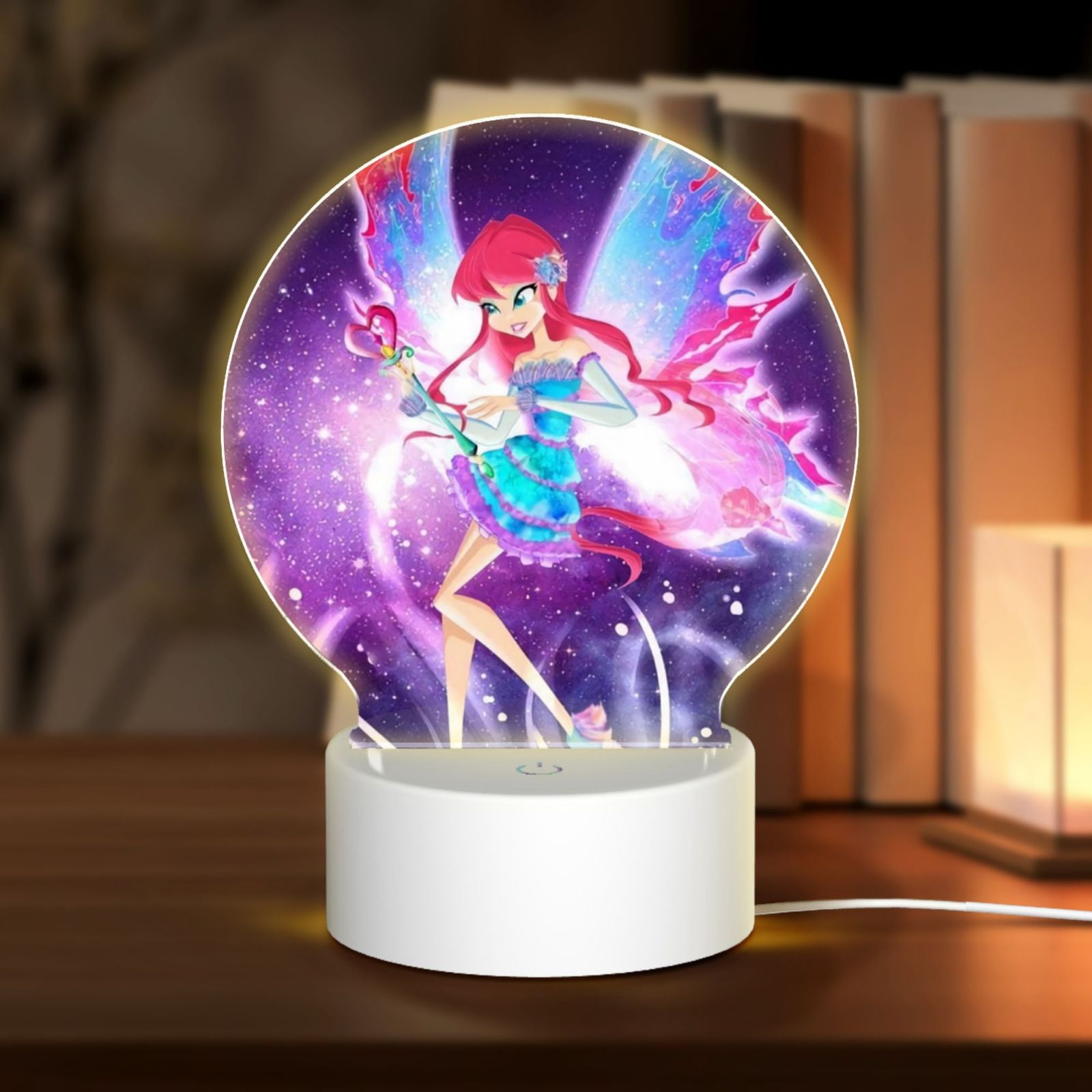 Winx Club Anime Round Acrylic Night Light Is Suitable For Rooms ...
