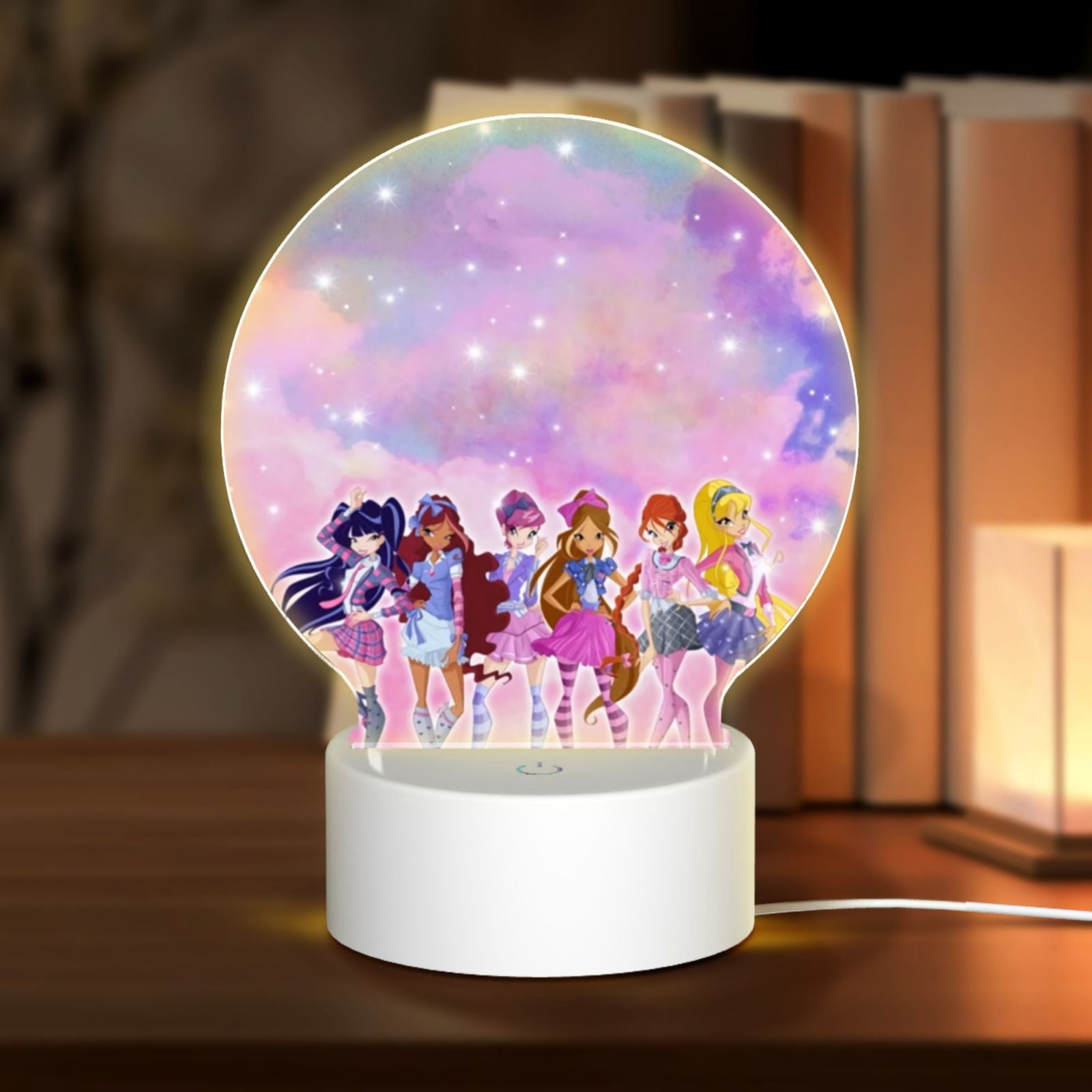 Winx Club Anime Round Acrylic Night Light Is Suitable For Rooms ...