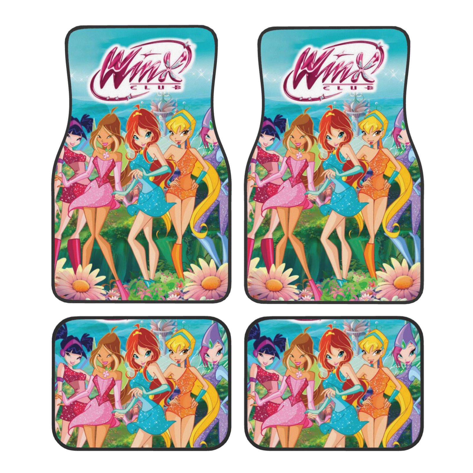 Winx Club Car Floor Mats Set of 4, Anti-Skid Universal Automotive ...