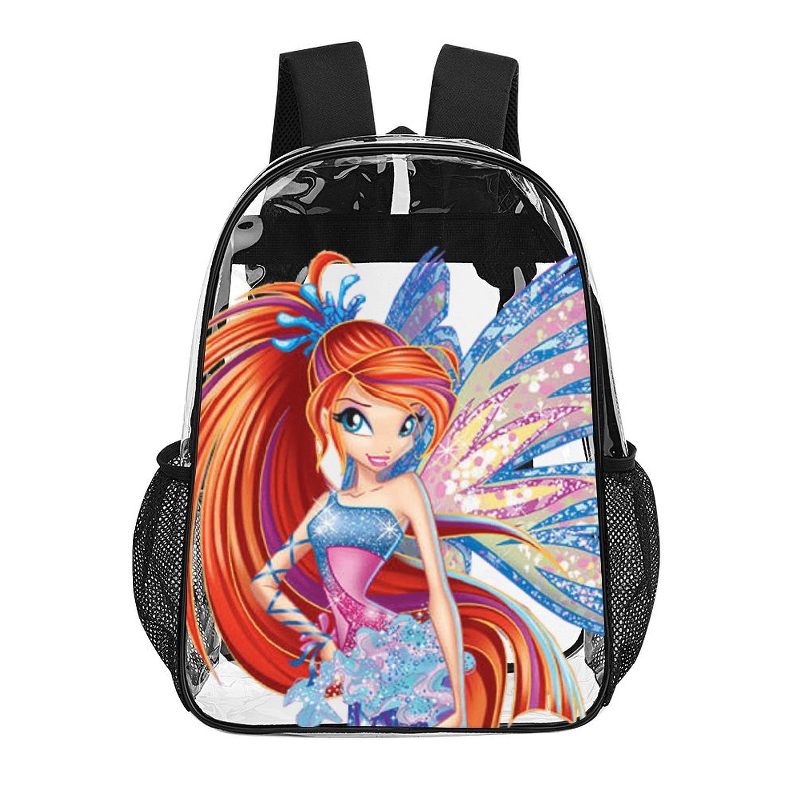 Winx Club Clear Backpack Heavy Duty Transparent Bag See Through Bookbag ...