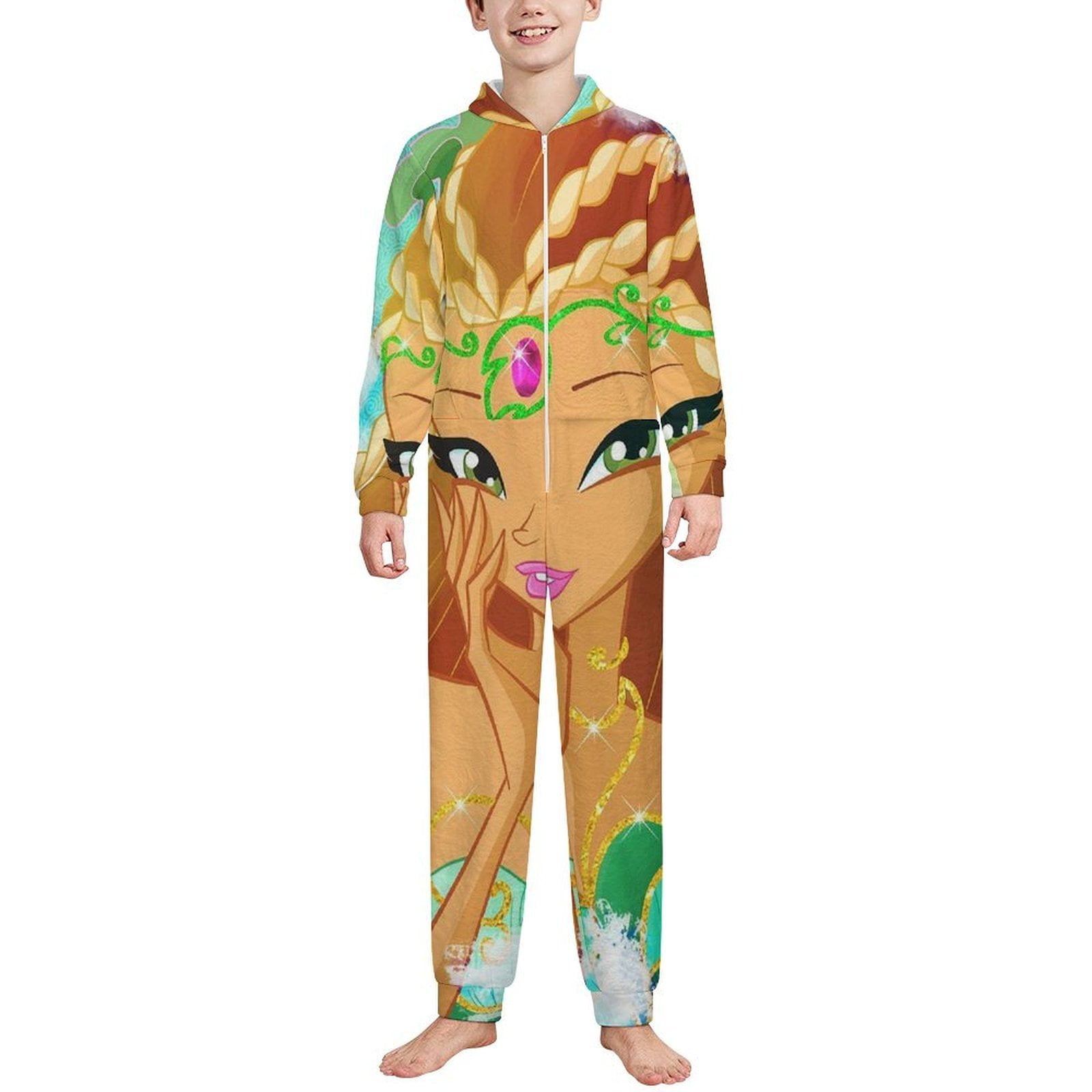 Winx Club Kids Hooded Union Suit One Piece Pajama Outfit Boys Girls PJs ...