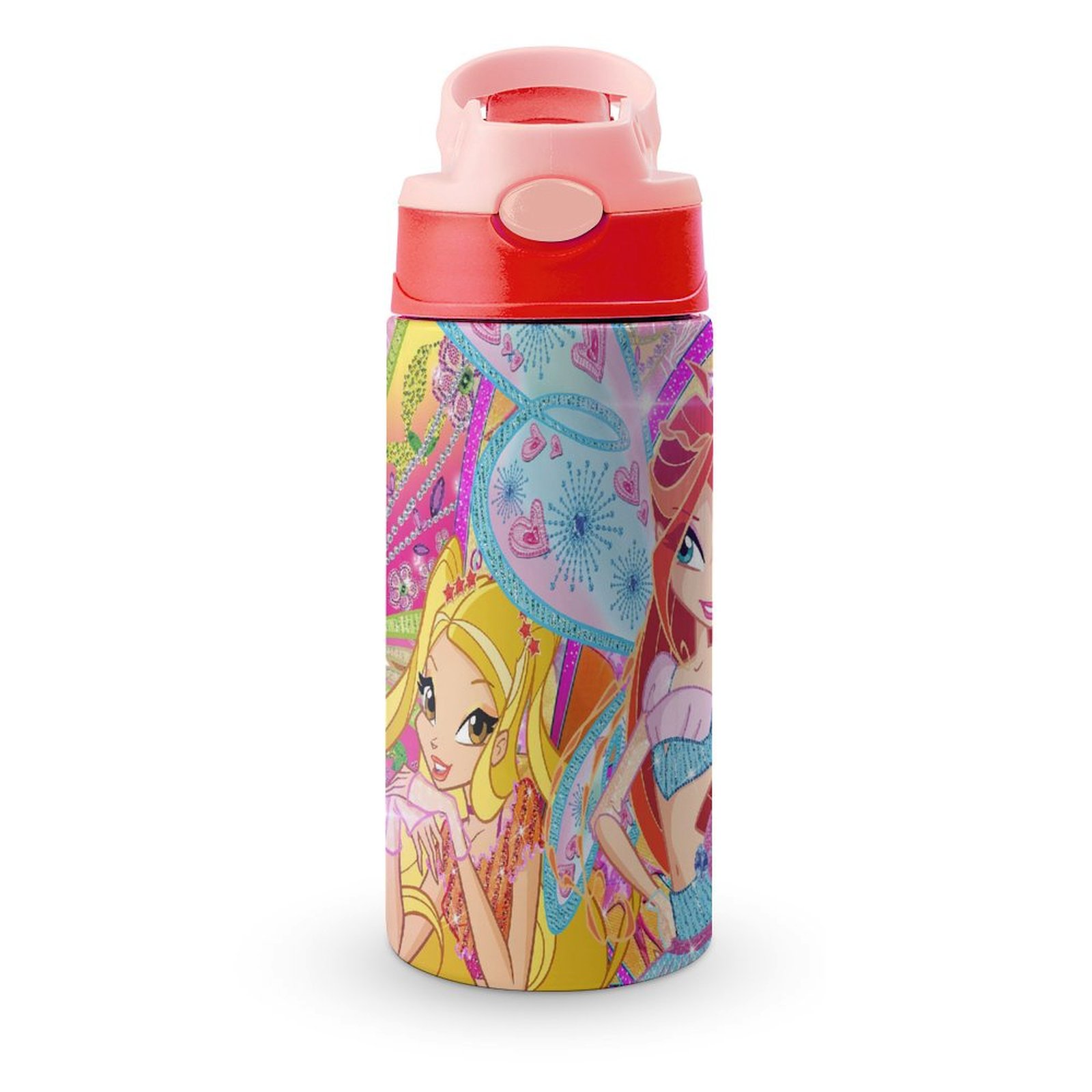 Winx Club Kids Water Bottle with Silicone Straw And Spill-Proof Lid, 16 ...