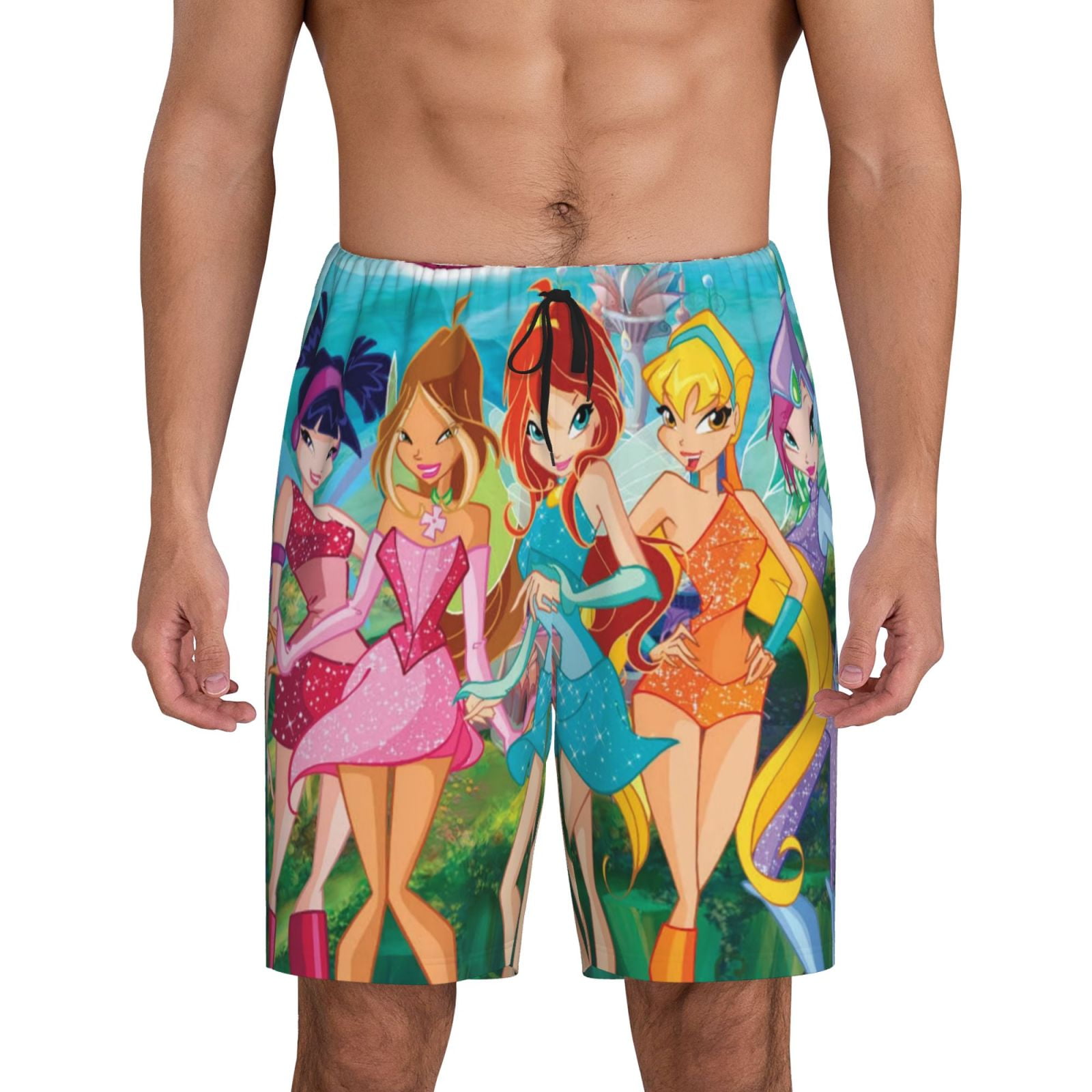 Winx Club Pajama Shorts for Men, Summer Graphic Lounge Pajama Bottoms ...