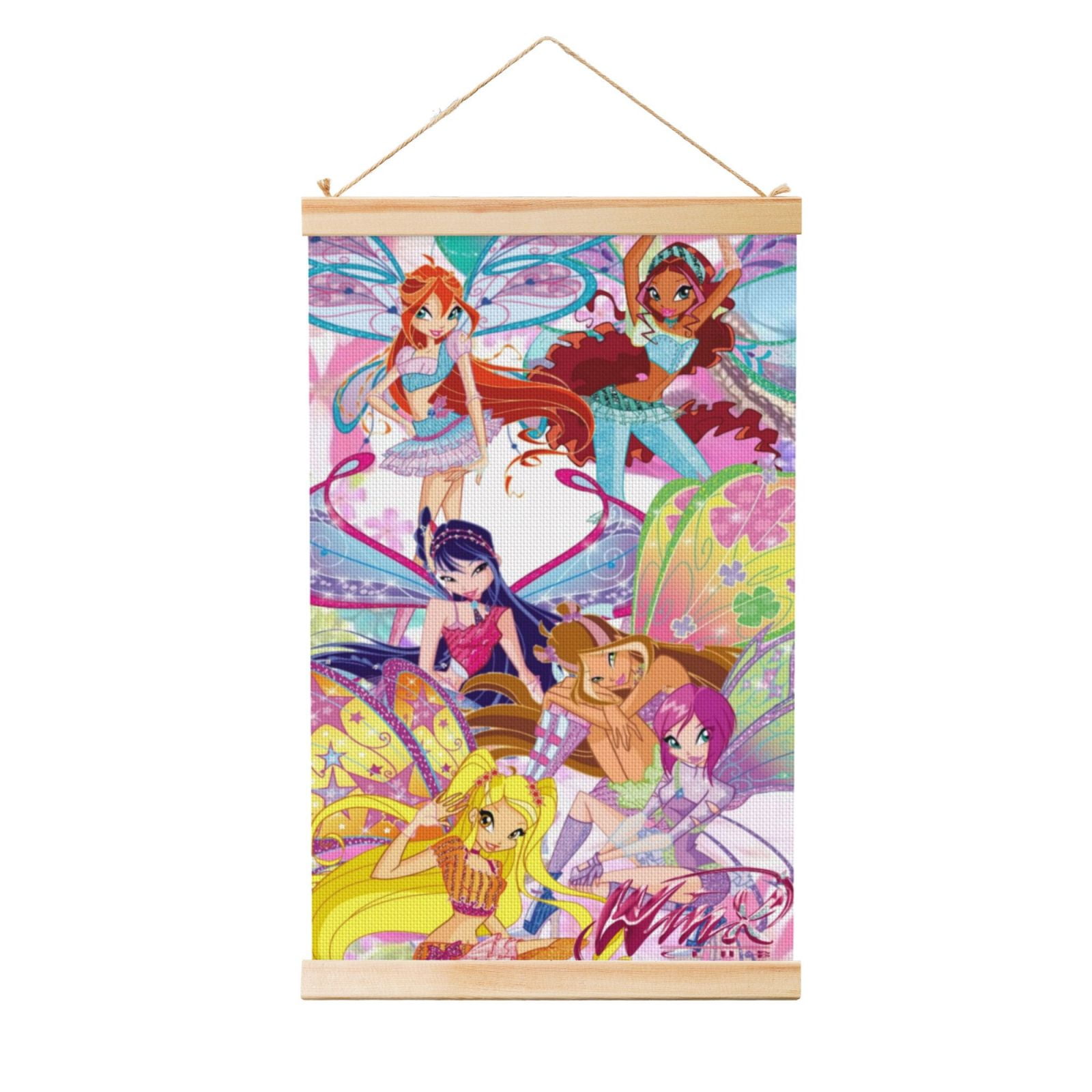 Winx Club Poster Canvas Wooden Shaft Hanging Poster Home Decor ...