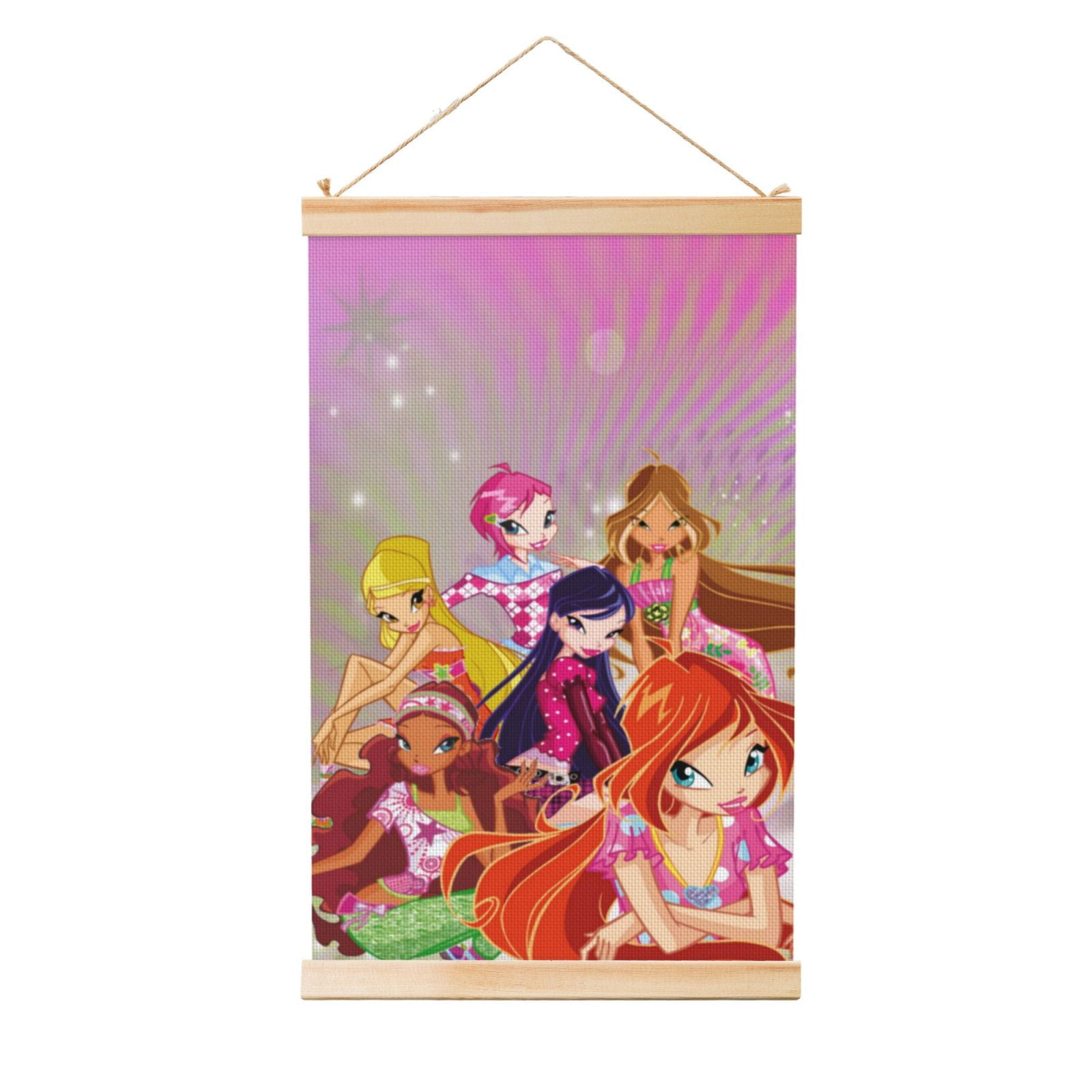 Winx Club Poster Canvas Wooden Shaft Hanging Poster Home Decor ...