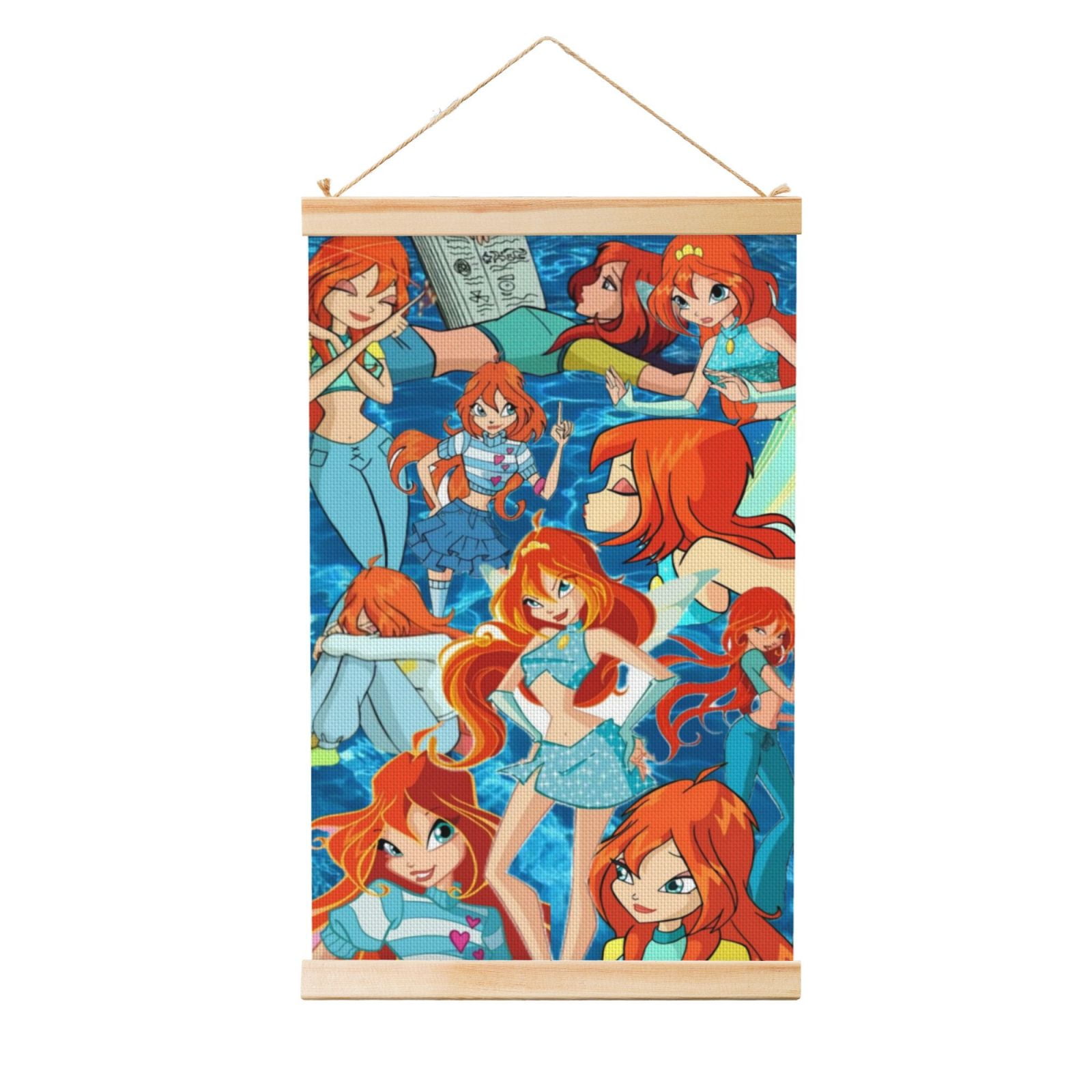 Winx Club Poster Canvas Wooden Shaft Hanging Poster Home Decor ...