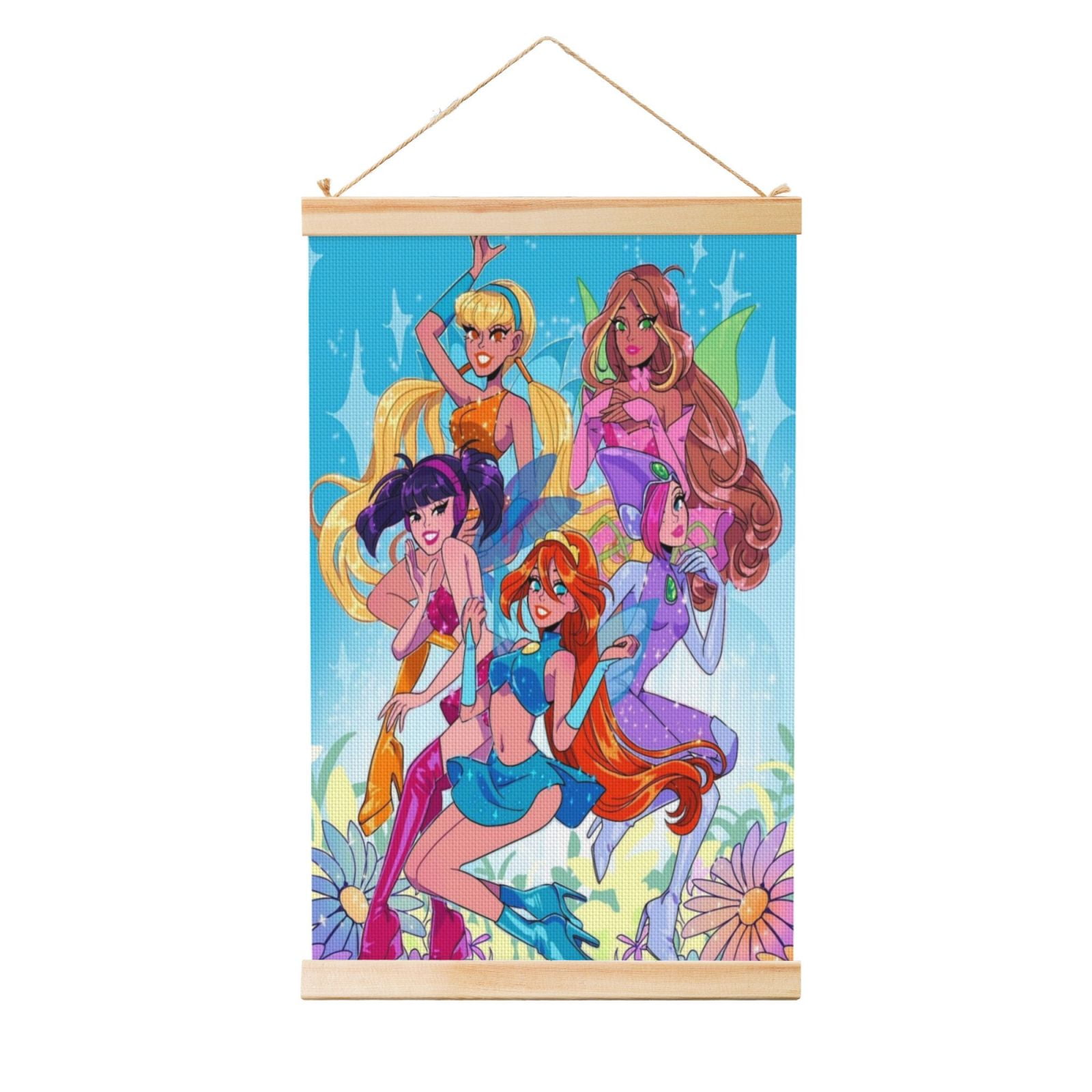 Winx Club Poster Canvas Wooden Shaft Hanging Poster Home Decor ...