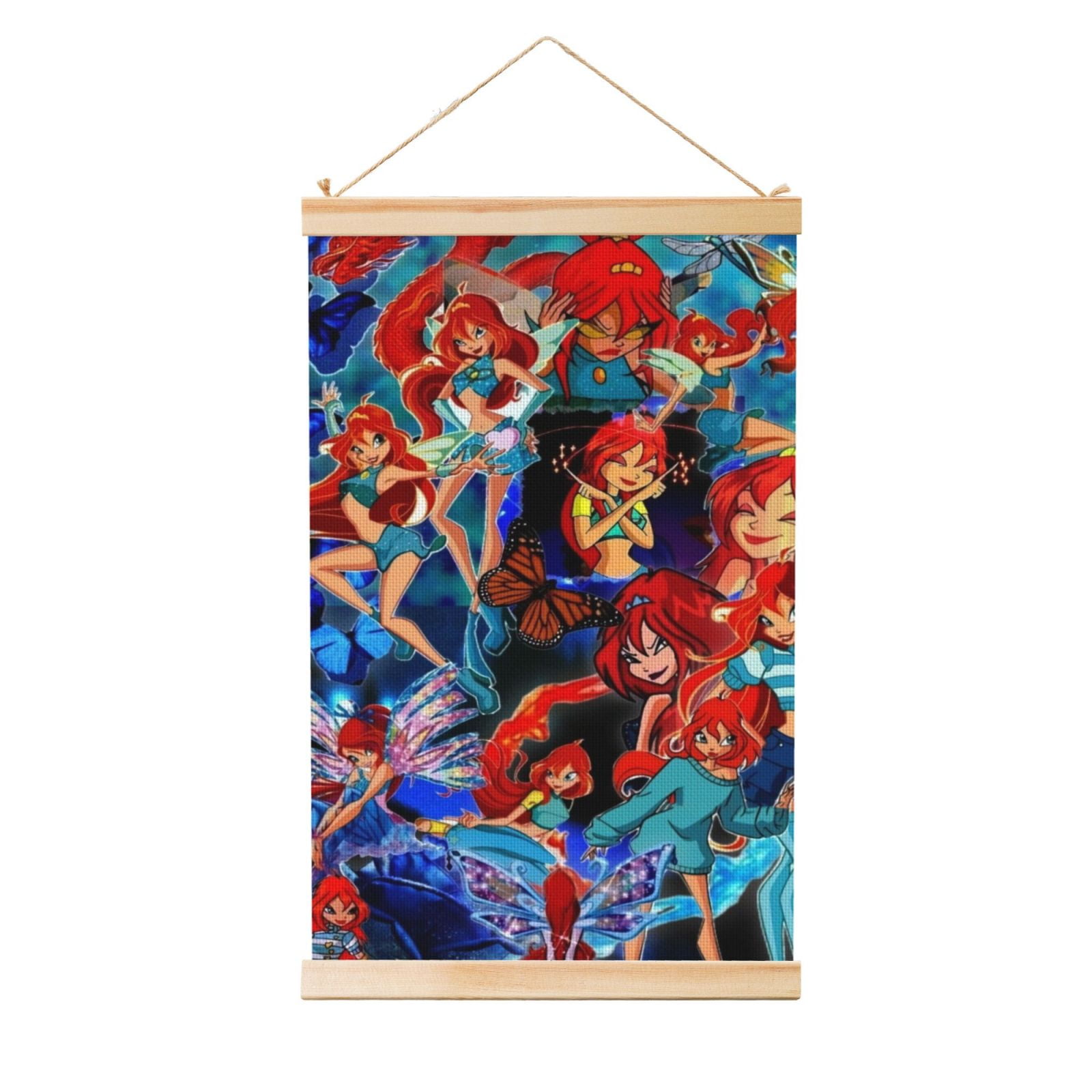 Winx Club Poster Canvas Wooden Shaft Hanging Poster Home Decor ...