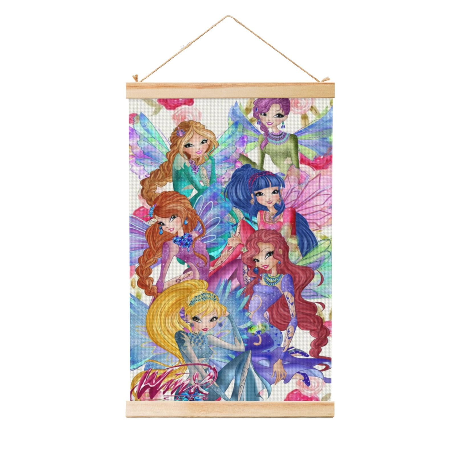 Winx Club Poster Canvas Wooden Shaft Hanging Poster Home Decor ...
