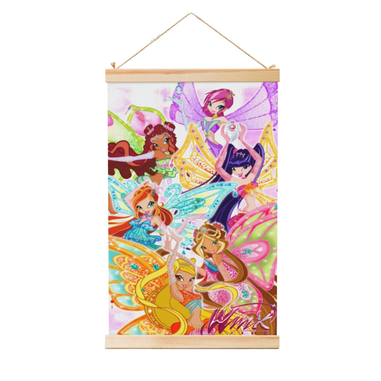 Winx Club Poster Canvas Wooden Shaft Hanging Poster Home Decor ...