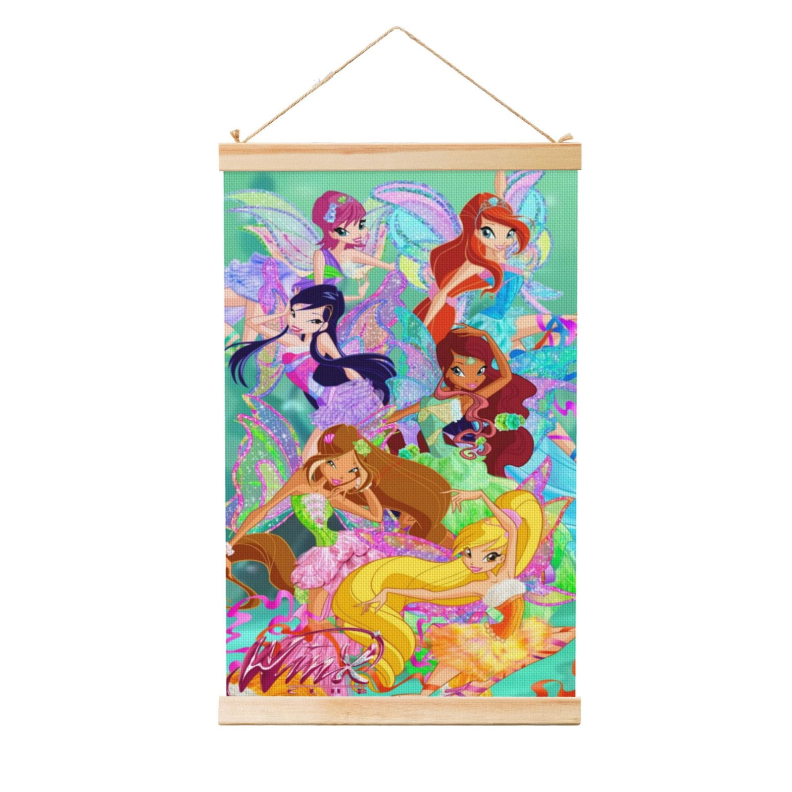 Winx Club Poster Canvas Wooden Shaft Hanging Poster Home Decor ...