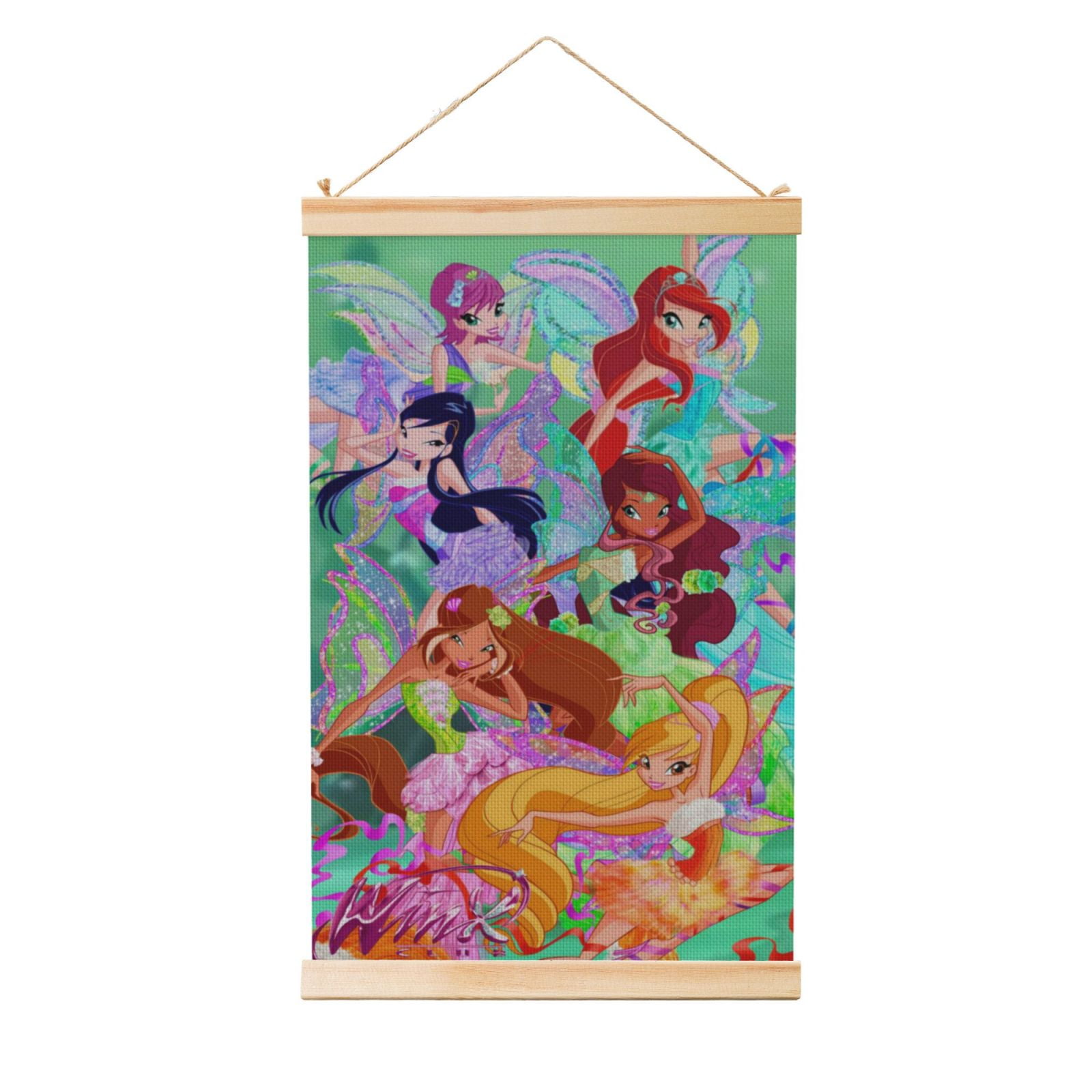 Winx Club Poster Canvas Wooden Shaft Hanging Poster Home Decor ...