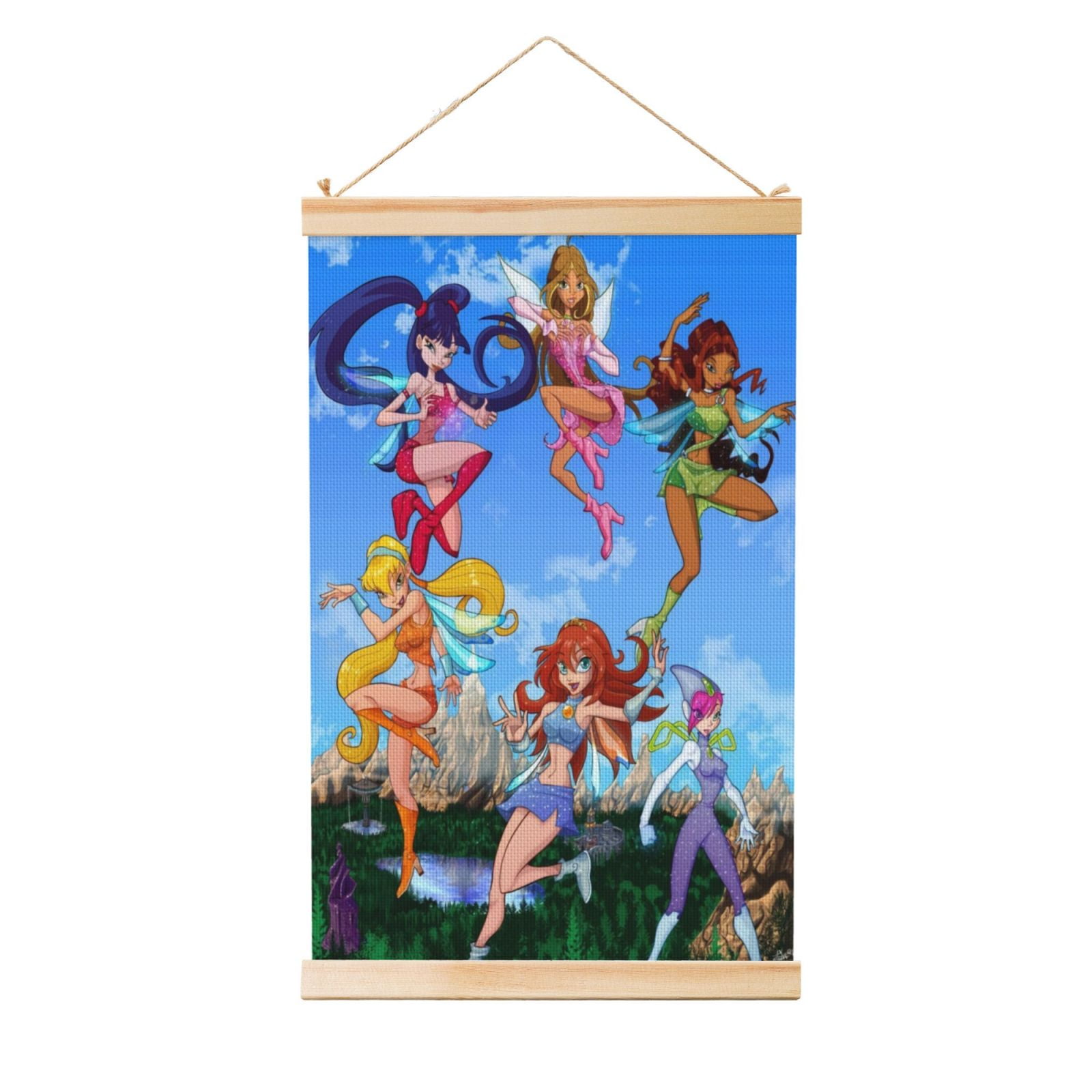 Winx Club Poster Canvas Wooden Shaft Hanging Poster Home Decor ...