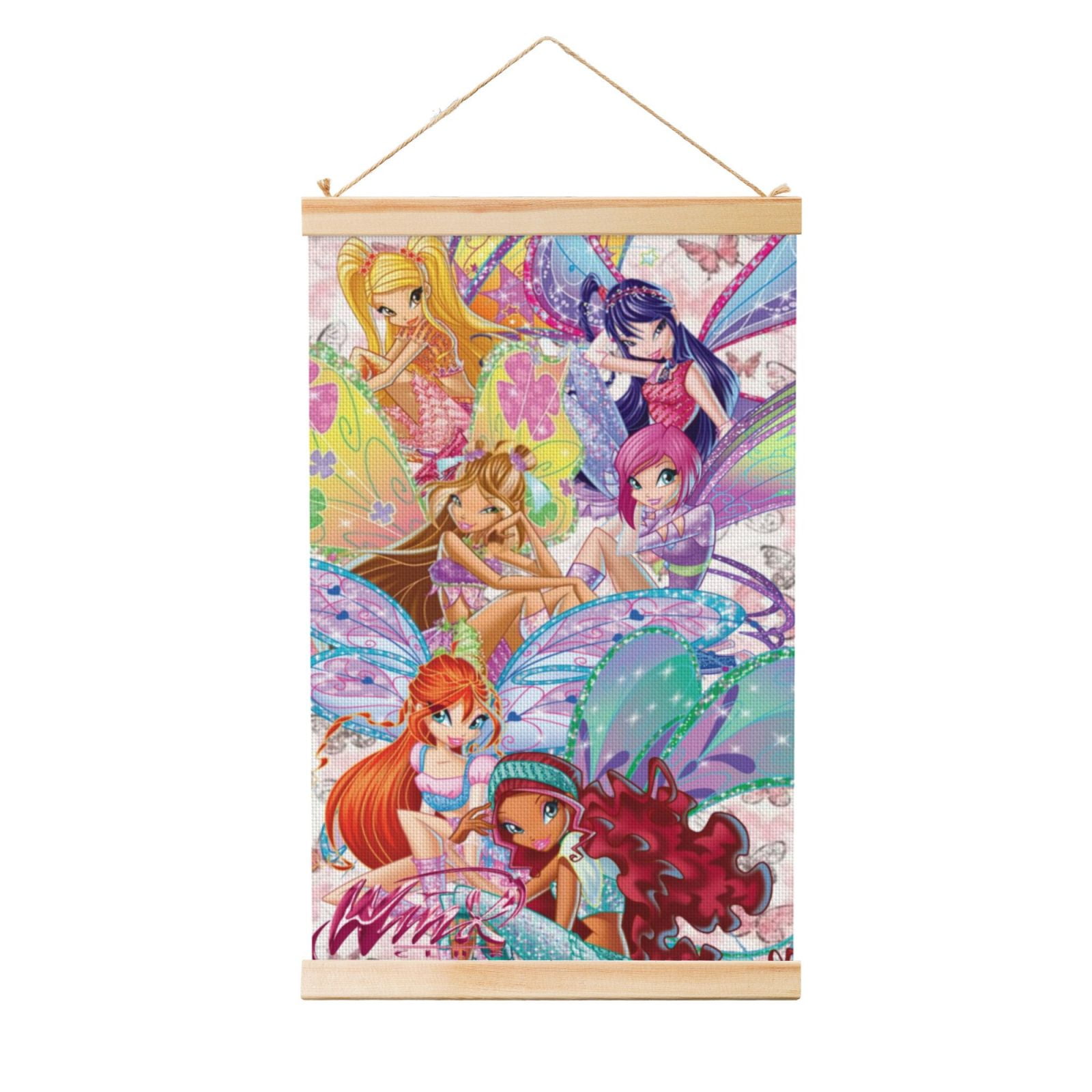 Winx Club Poster Canvas Wooden Shaft Hanging Poster Home Decor ...