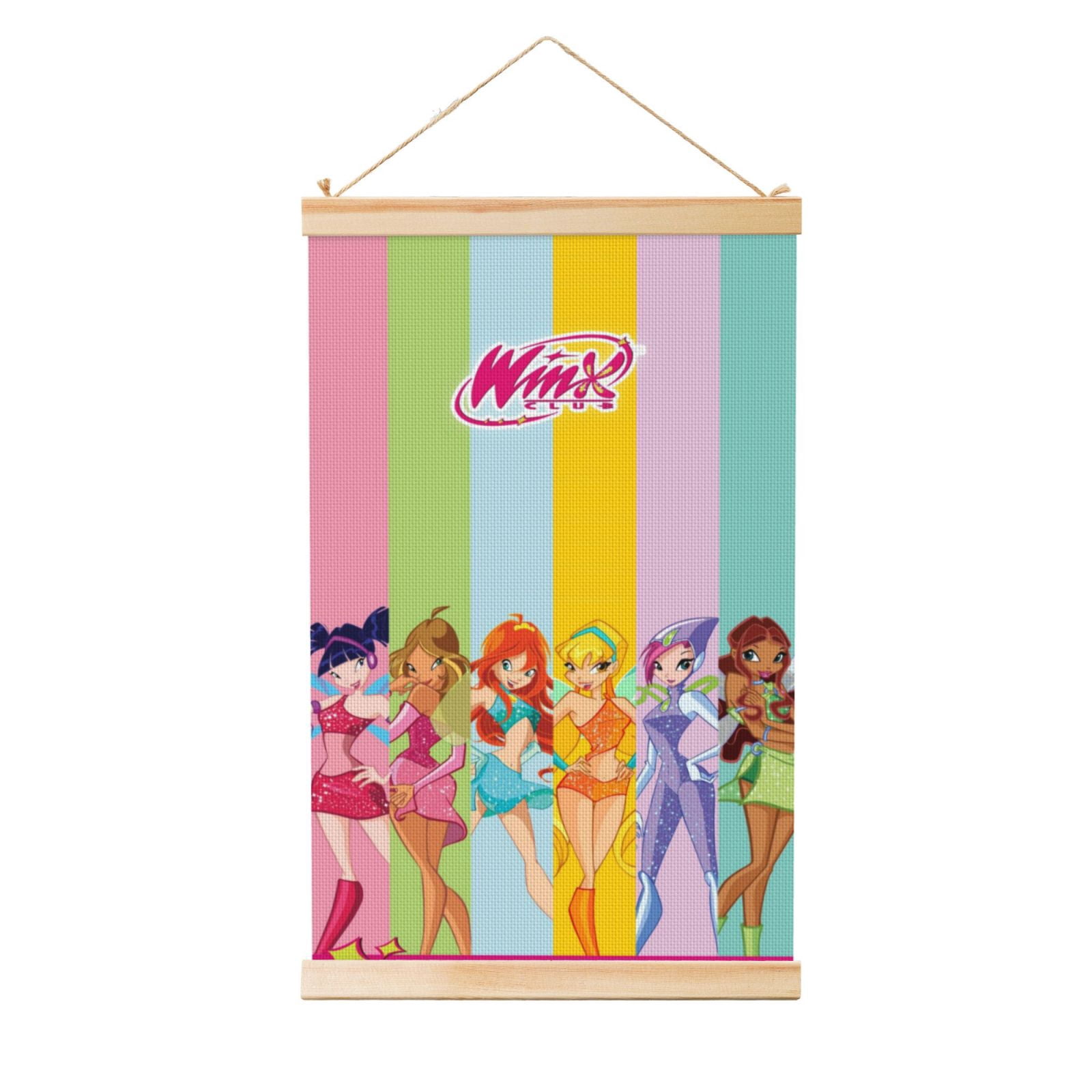 Winx Club Poster Canvas Wooden Shaft Hanging Poster Home Decor ...