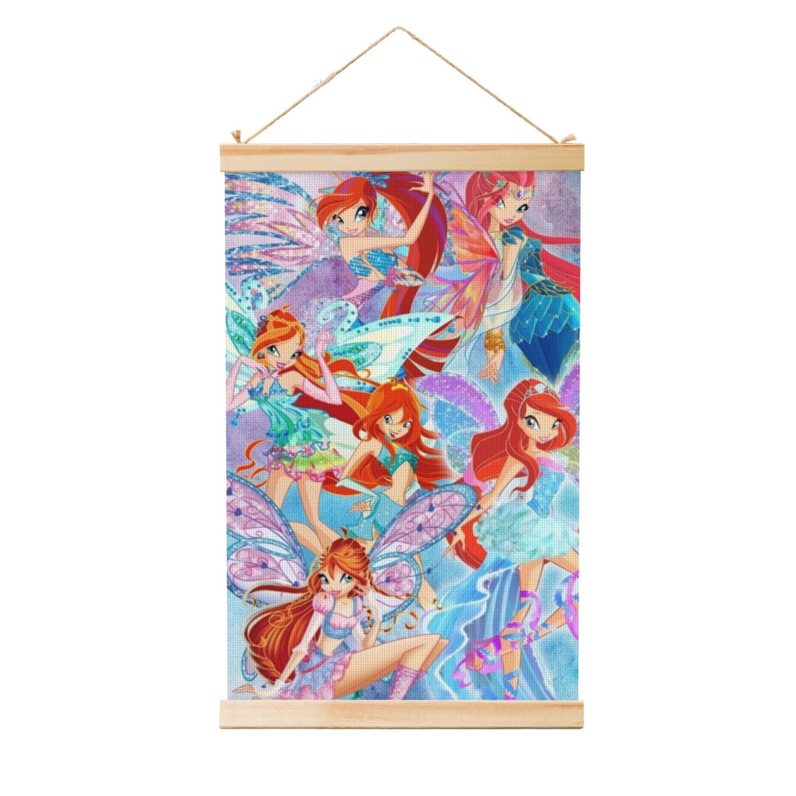 Winx Club Poster Canvas Wooden Shaft Hanging Poster Home Decor ...