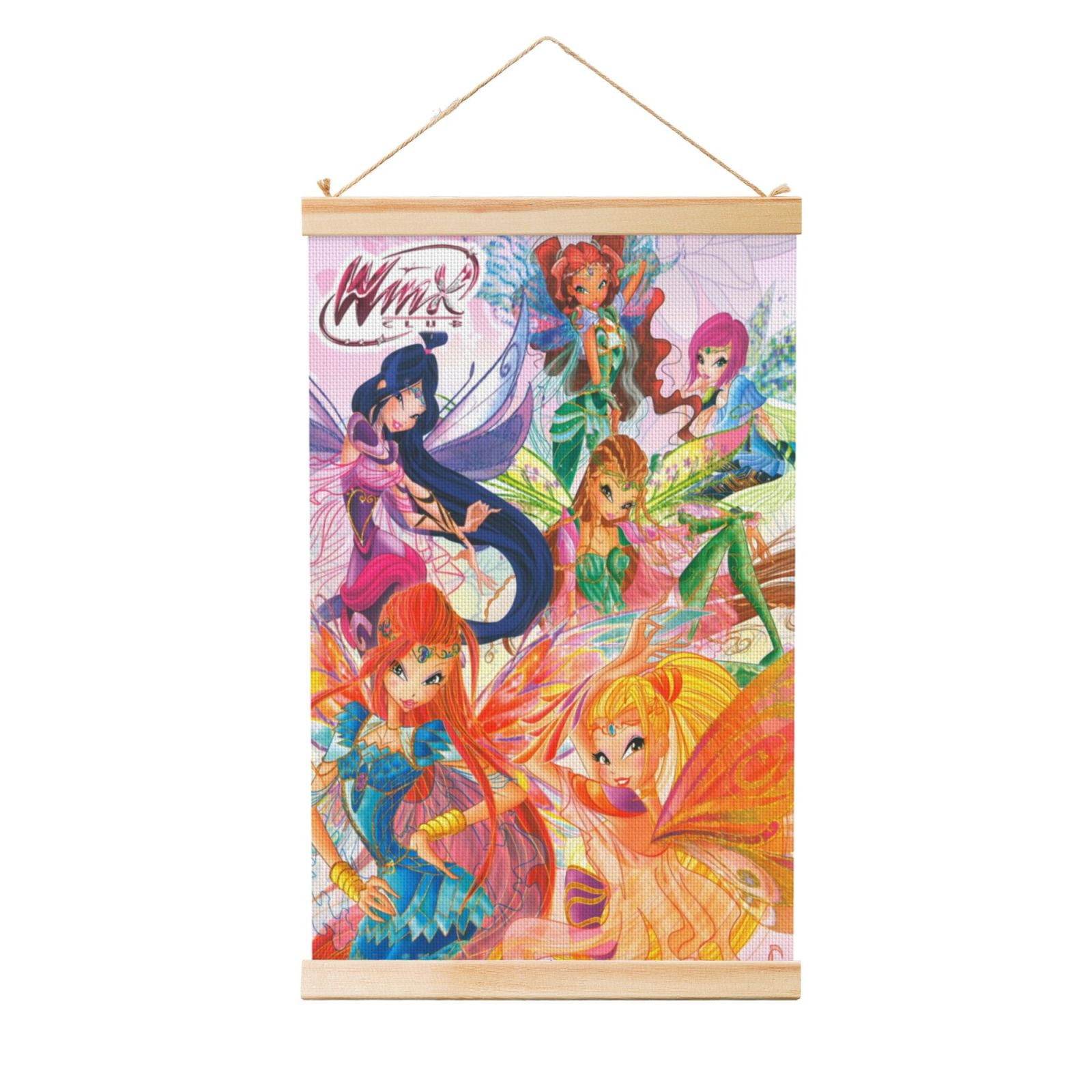 Winx Club Poster Canvas Wooden Shaft Hanging Poster Home Decor ...