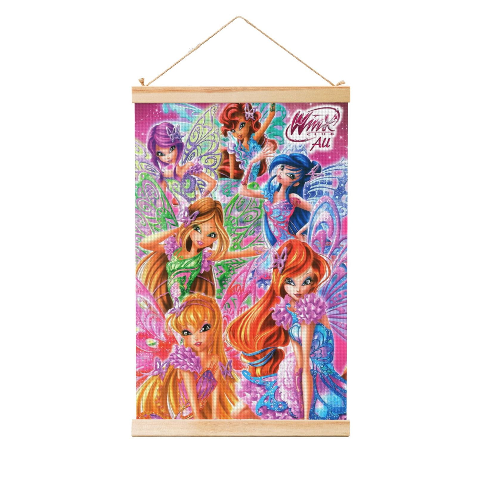 Winx Club Poster Canvas Wooden Shaft Hanging Poster Home Decor ...