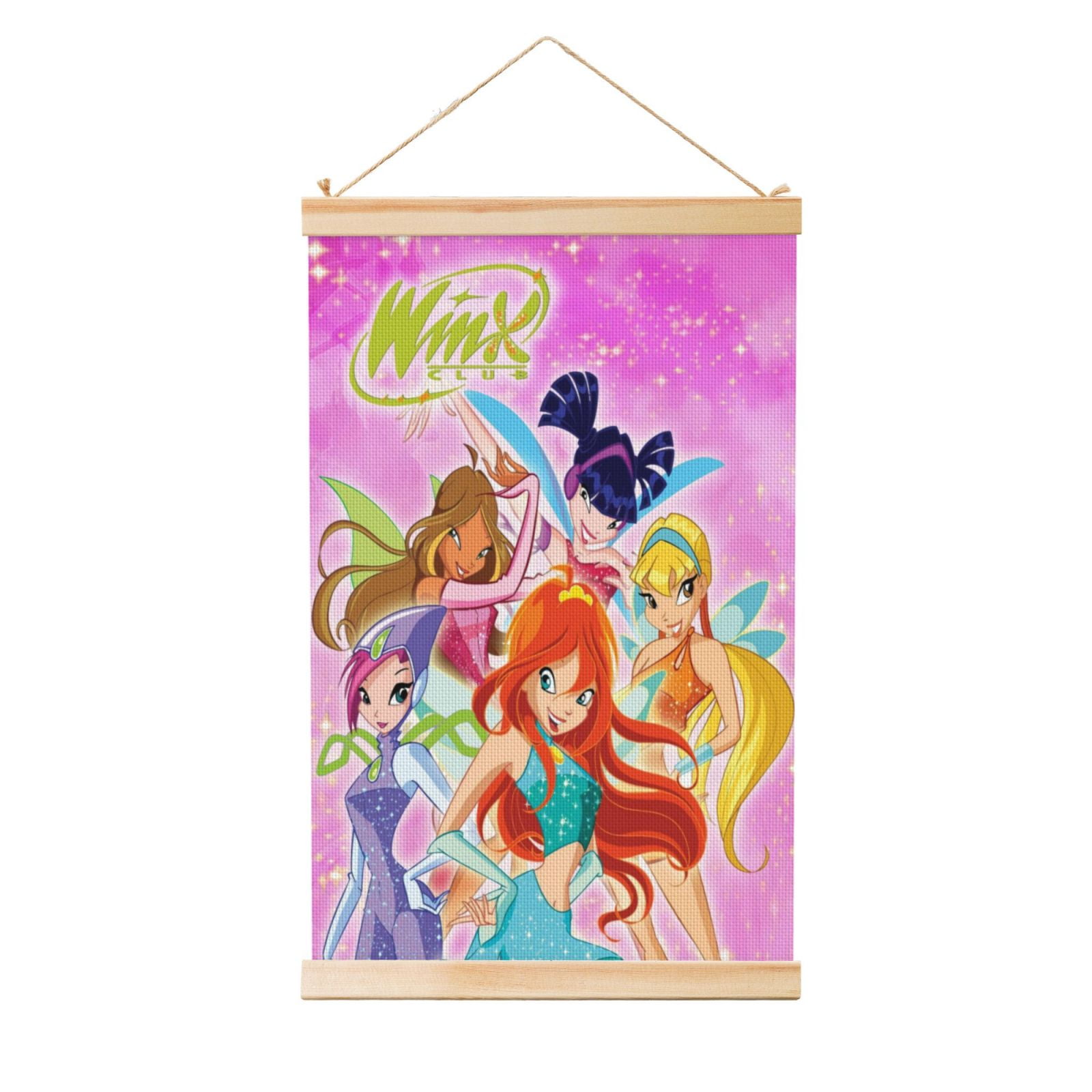 Winx Club Poster Canvas Wooden Shaft Hanging Poster Home Decor ...