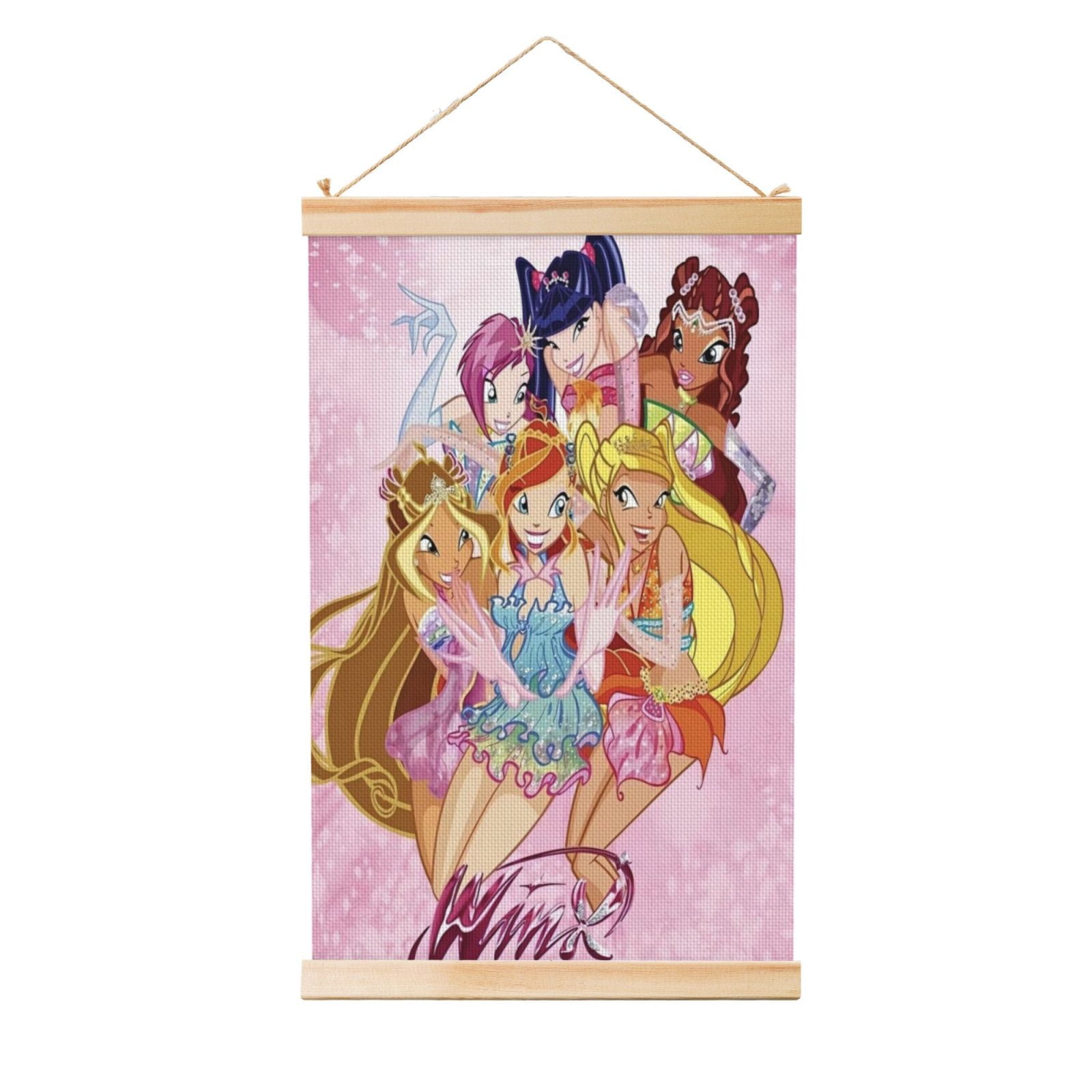 Winx Club Poster Canvas Wooden Shaft Hanging Poster Home Decor ...