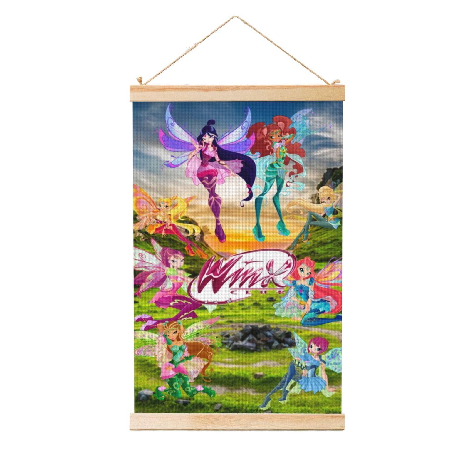 Winx Club Poster Canvas Wooden Shaft Hanging Poster Home Decor ...