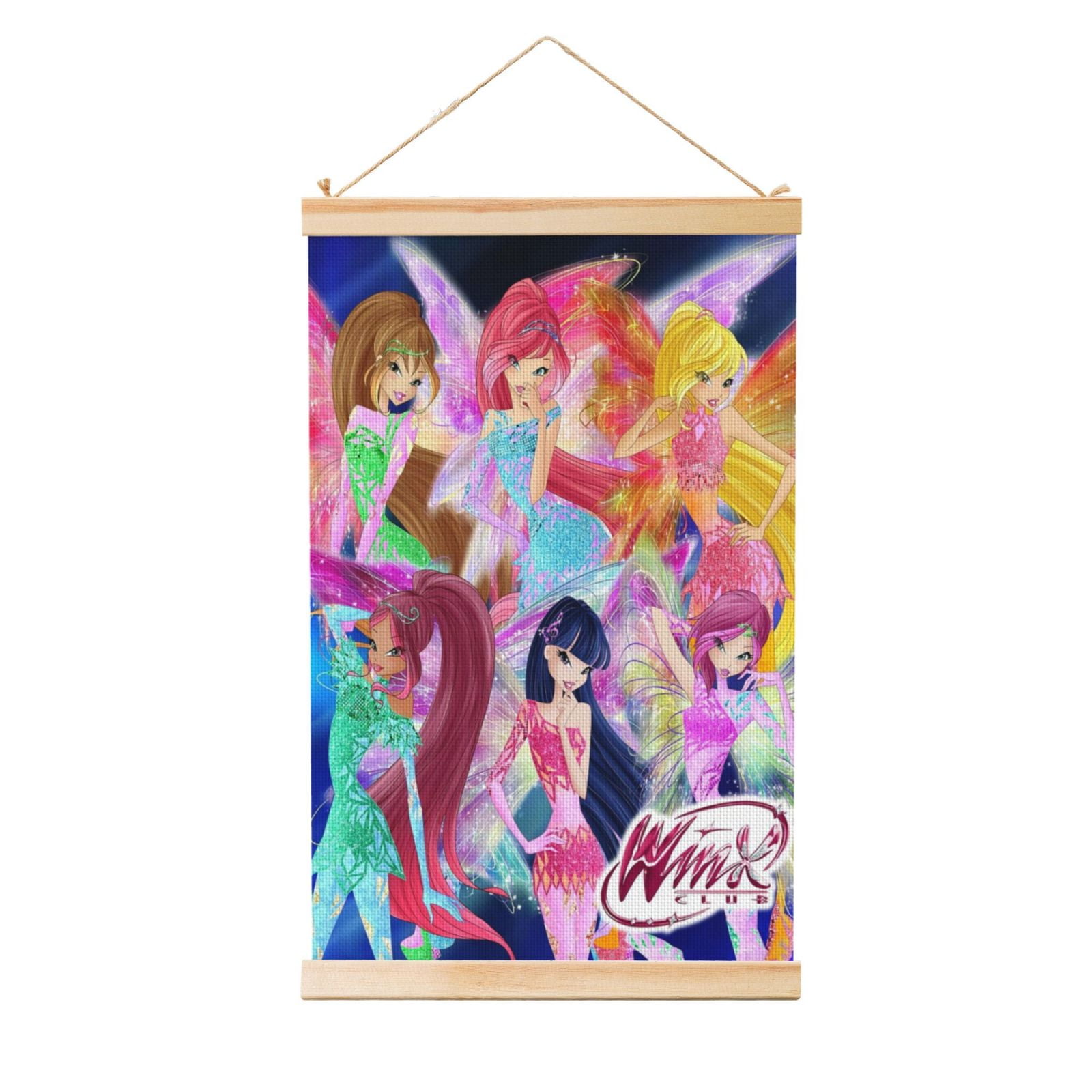 Winx Club Poster Canvas Wooden Shaft Hanging Poster Home Decor ...