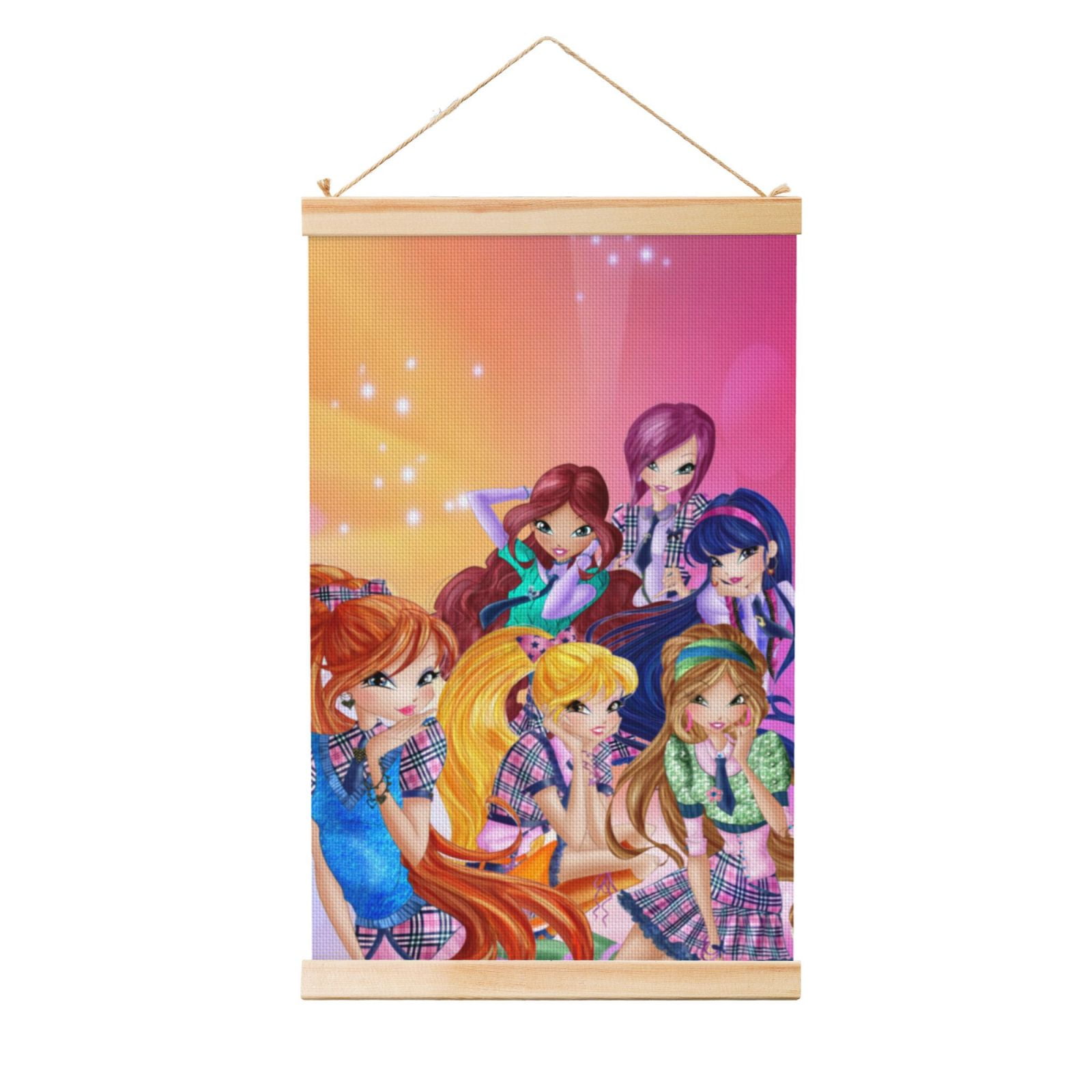 Winx Club Poster Canvas Wooden Shaft Hanging Poster Home Decor ...