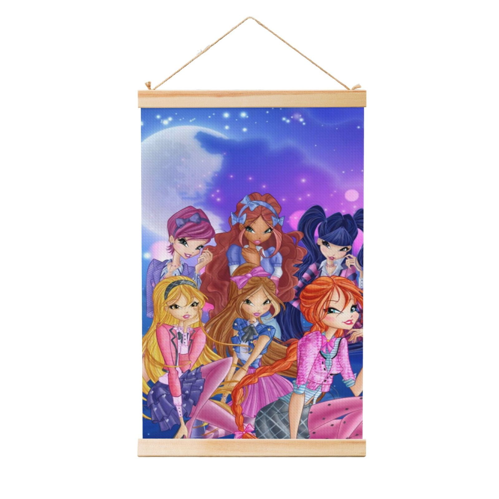 Winx Club Poster Canvas Wooden Shaft Hanging Poster Home Decor ...