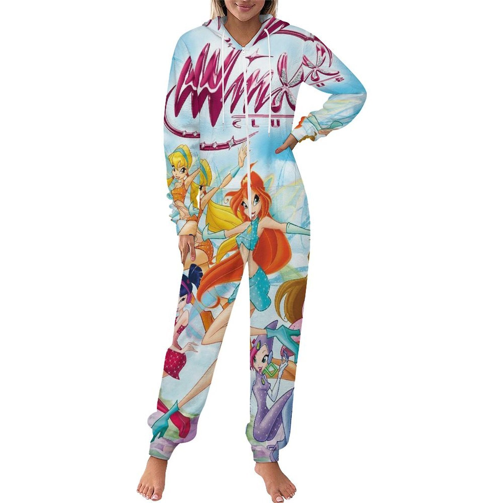 Winx Club Unisex Onesie Pajamas Zipper Jumpsuit Hooded One Piece ...