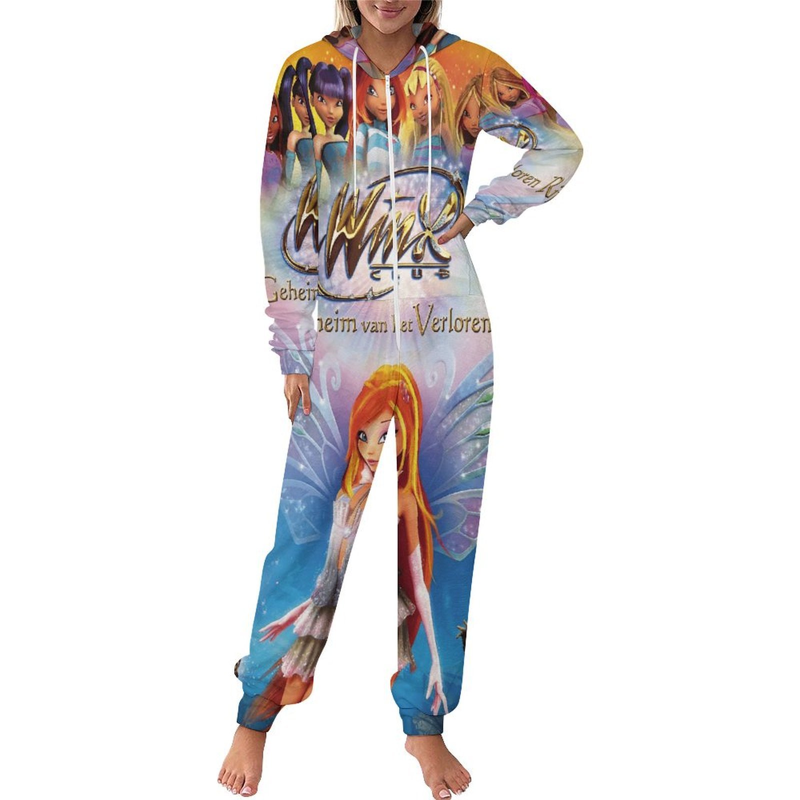 Winx Club Unisex Onesie Pajamas Zipper Jumpsuit Hooded One Piece ...