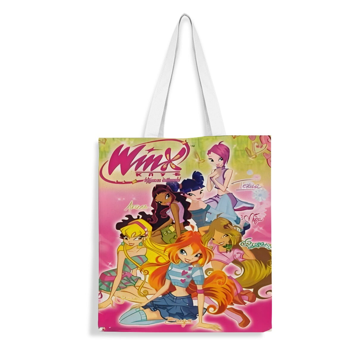 Winx Club canvas Tote Bag for Women Aesthetic Cute Cat Shopping Grocery ...