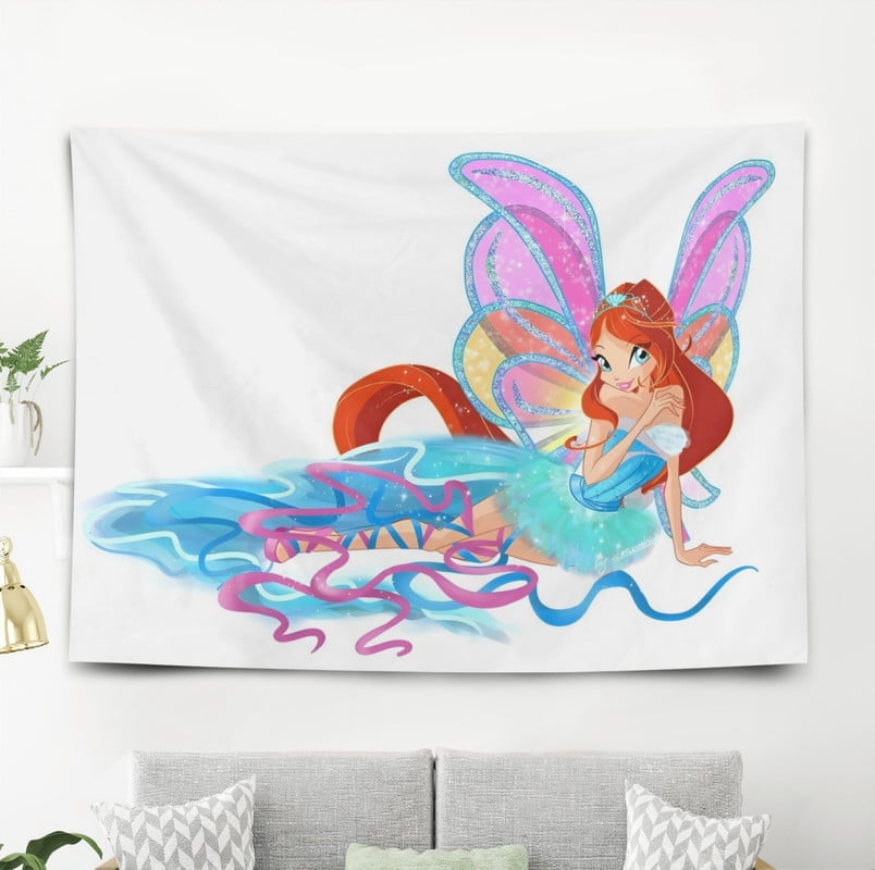 Winx Club pattern wall hanging 50*60 inches high-quality peach skin ...