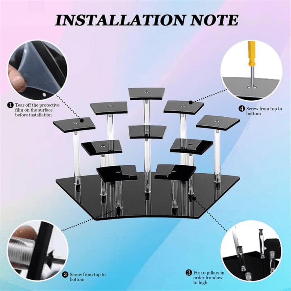 Winyuyby 10 Tier Acrylic Display Stand, Acrylic Riser Display Stand ...