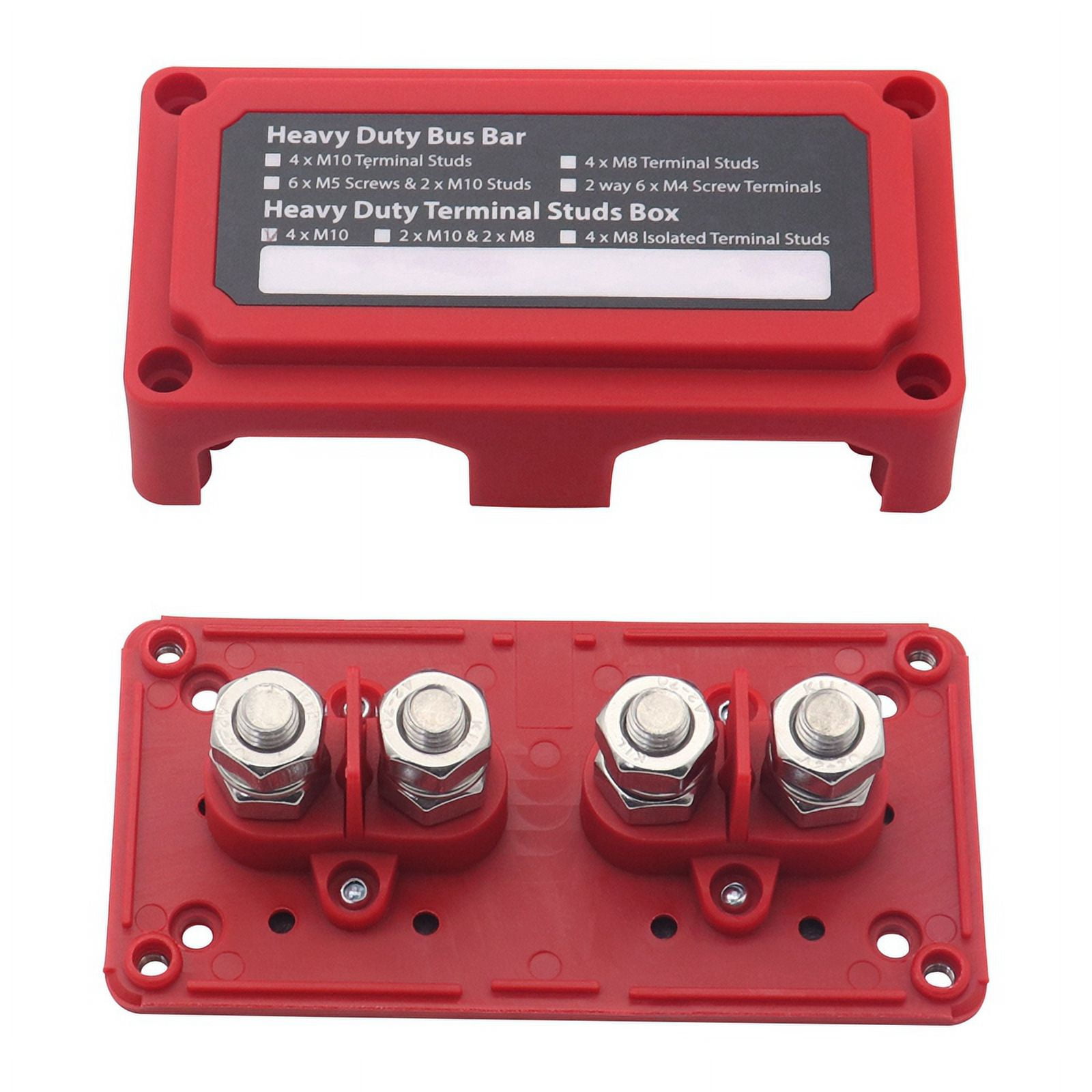 Winyuyby 200A Bus Bar Stud Distribution Block Busbar Box with 4 x M10 ...